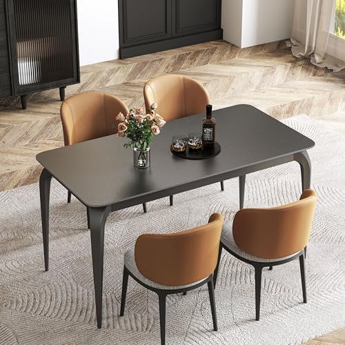 Dining Table, Sintered Stone Kitchen Table, 55'' Black Modern ...