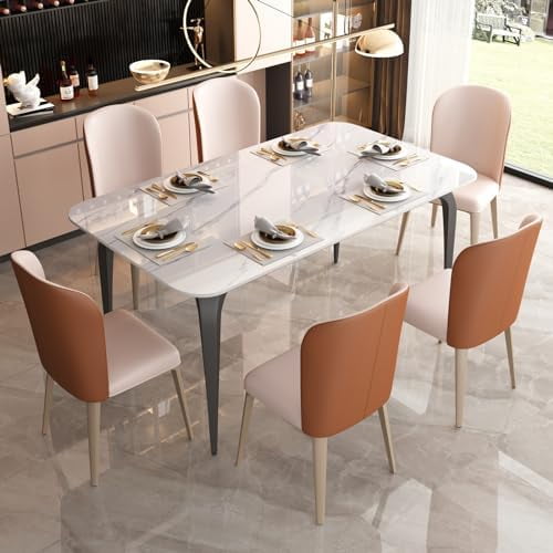 Dining Table, Sintered Stone Kitchen Table, 59'' Modern Rectangular ...