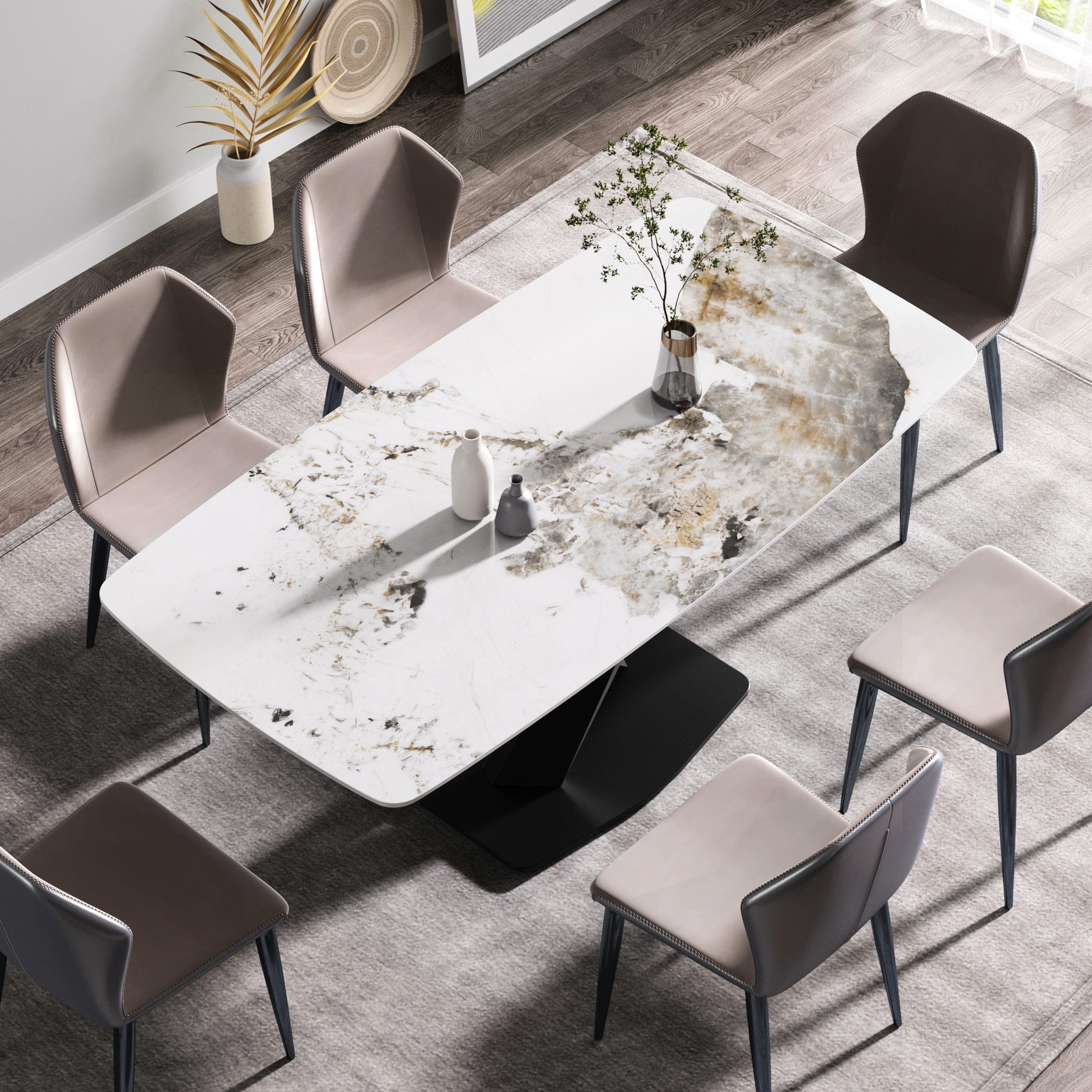 Dining Table with Sintered Stone Top | Fits 6 - 8 People, Good for ...