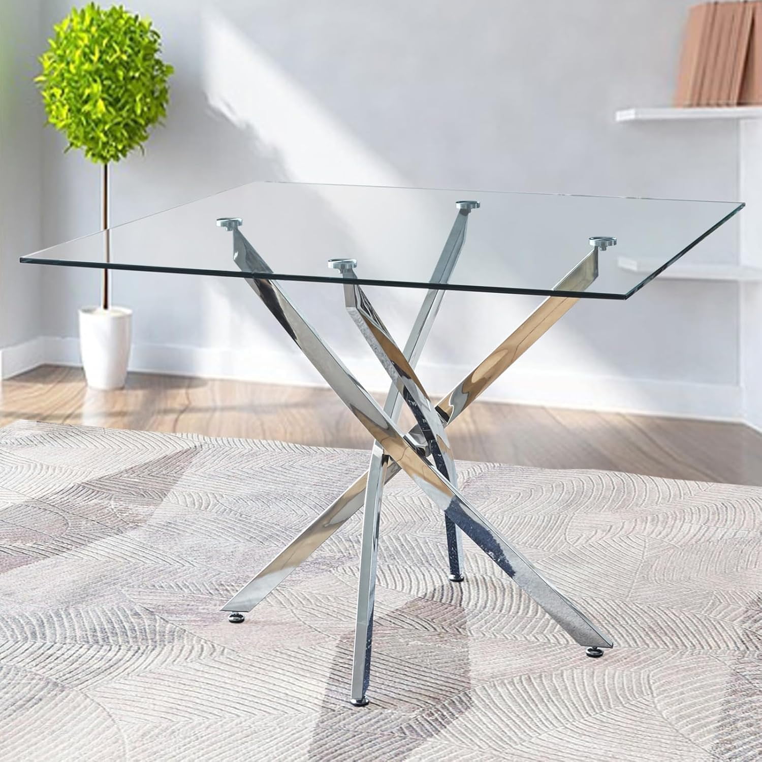 Dining Table Small Square Glass Dining Table Set for 2-4 Kitchen Table ...