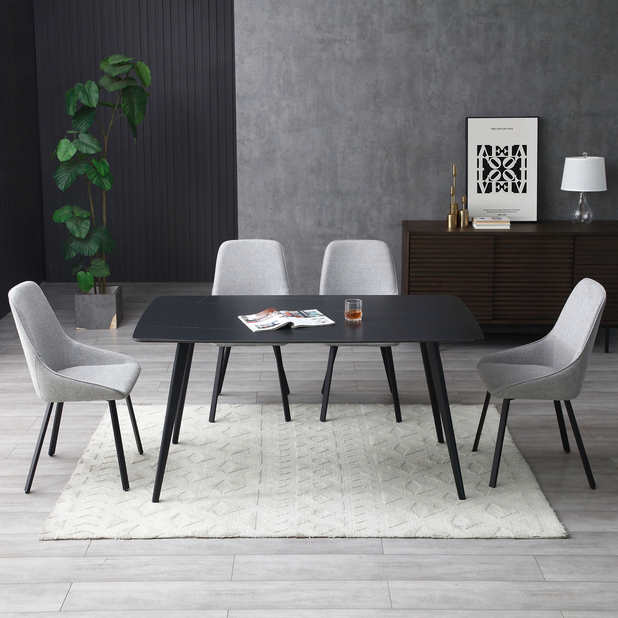 Dining Table Thickness of 12mm Porcelain 70.86'' Black Update Package ...