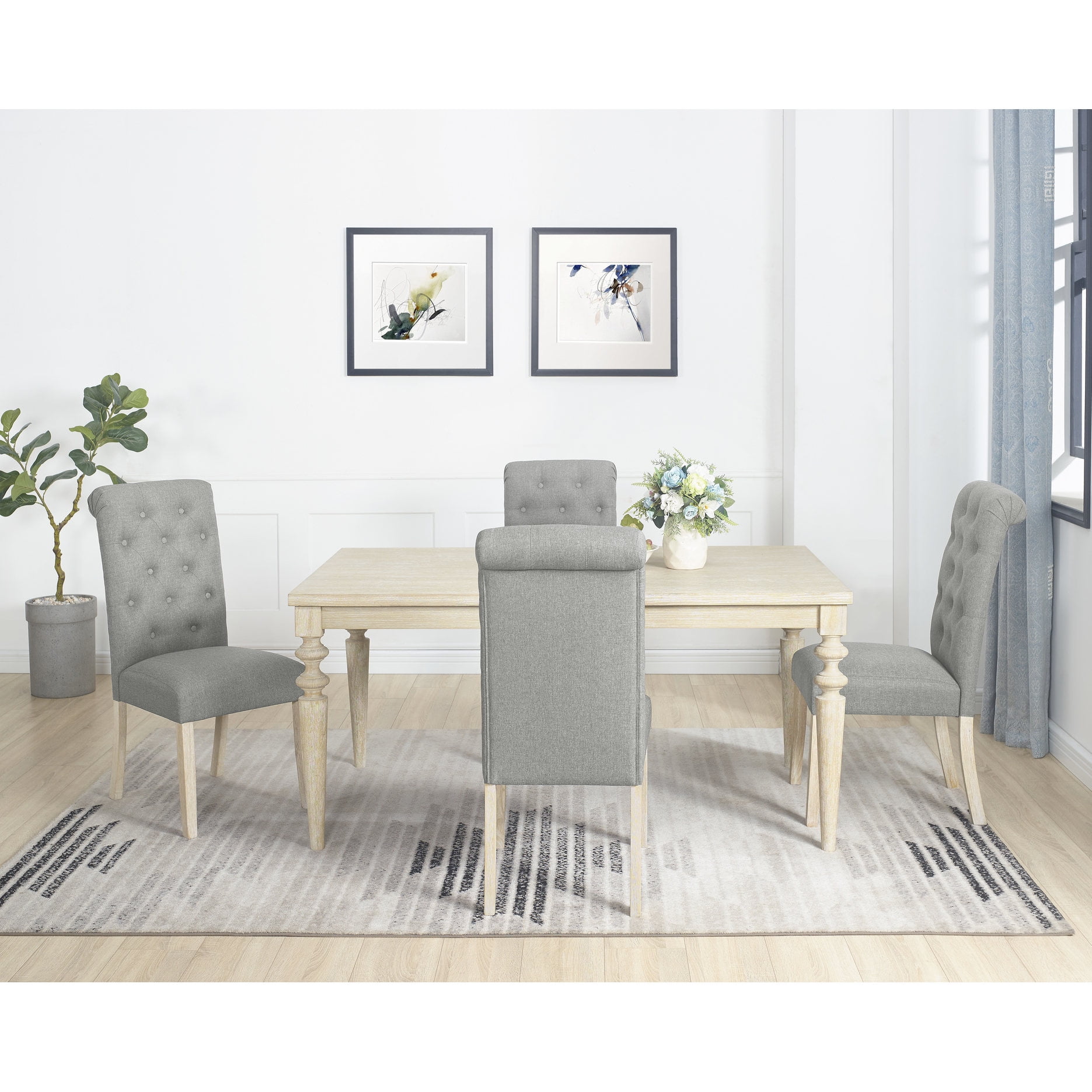 Dining Table and 4 Chair Set | Perfect for Family Meals | Turned - Leg ...