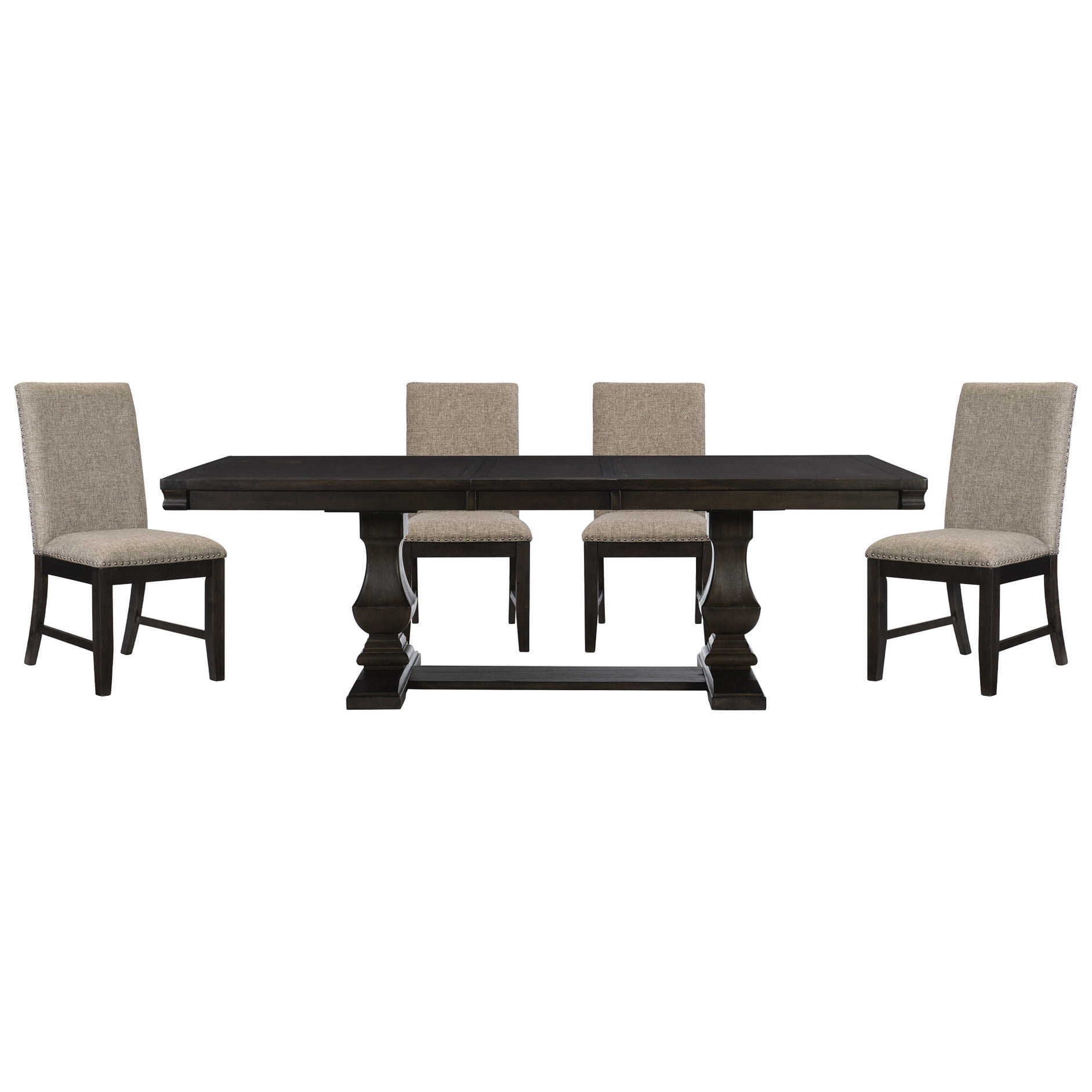 Dining Table and Chair Set | Double Pedestal Base Design | Wire-Brushed ...