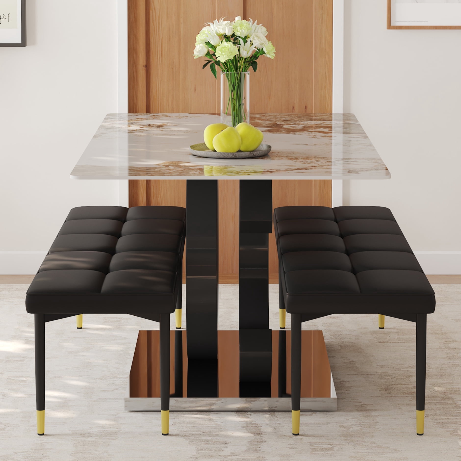 Dining Table and chairs set. 63*31.5 Inch Pandora Pattern Sintered ...