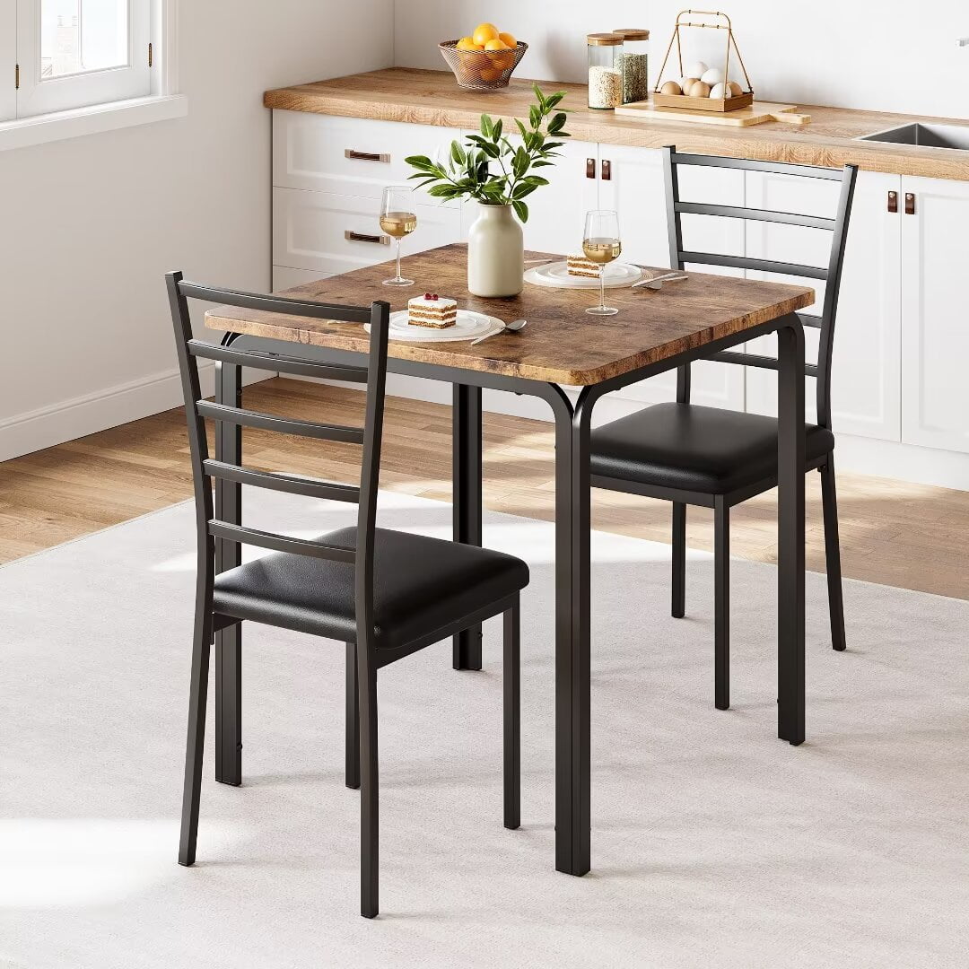 IHEX Dining Table for 2, Small Square Kitchen Table Set, Space-Saving ...