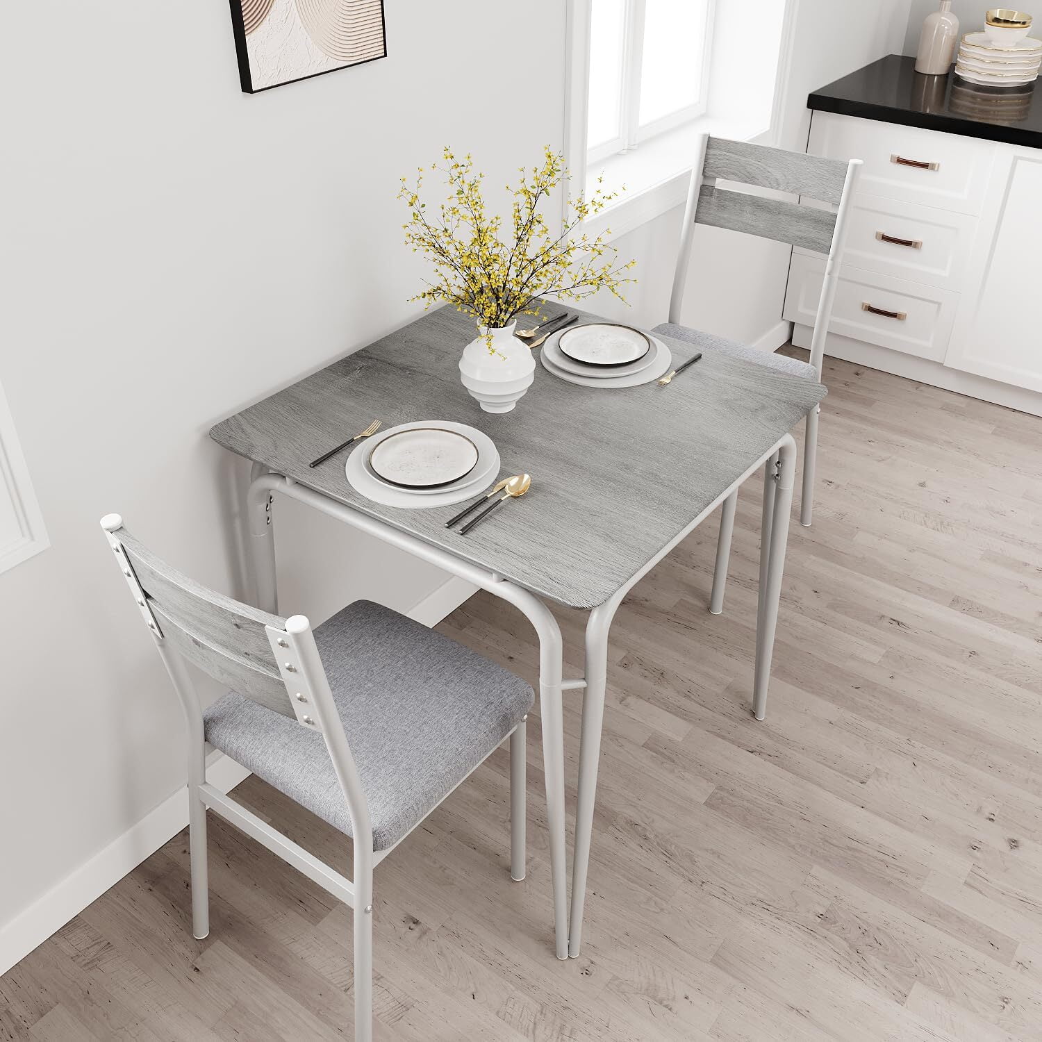 Dining Table for 2,Small Table and Chairs Set of 2,Square Dinette ...