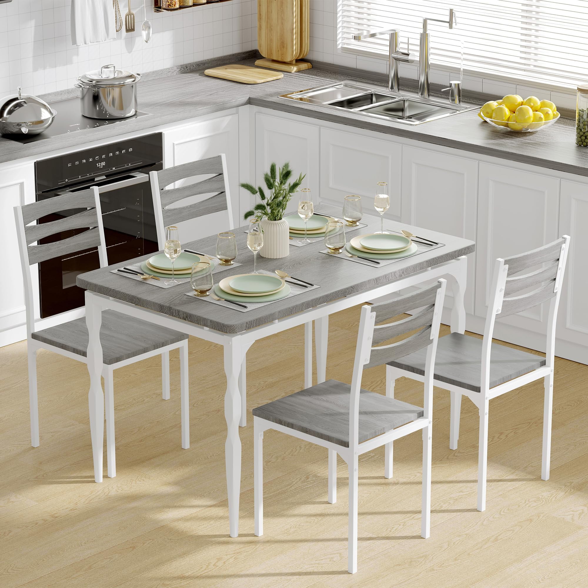 Dining Table for 4, Small Table and Chairs Set of 4, Dinette Set for4 ...