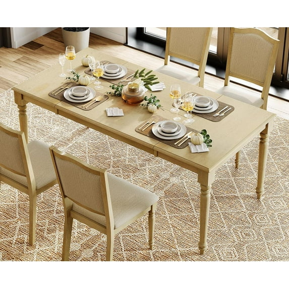 Farmhouse Dining Table for 6–8 People, Oak Dining Room Table with Solid ...