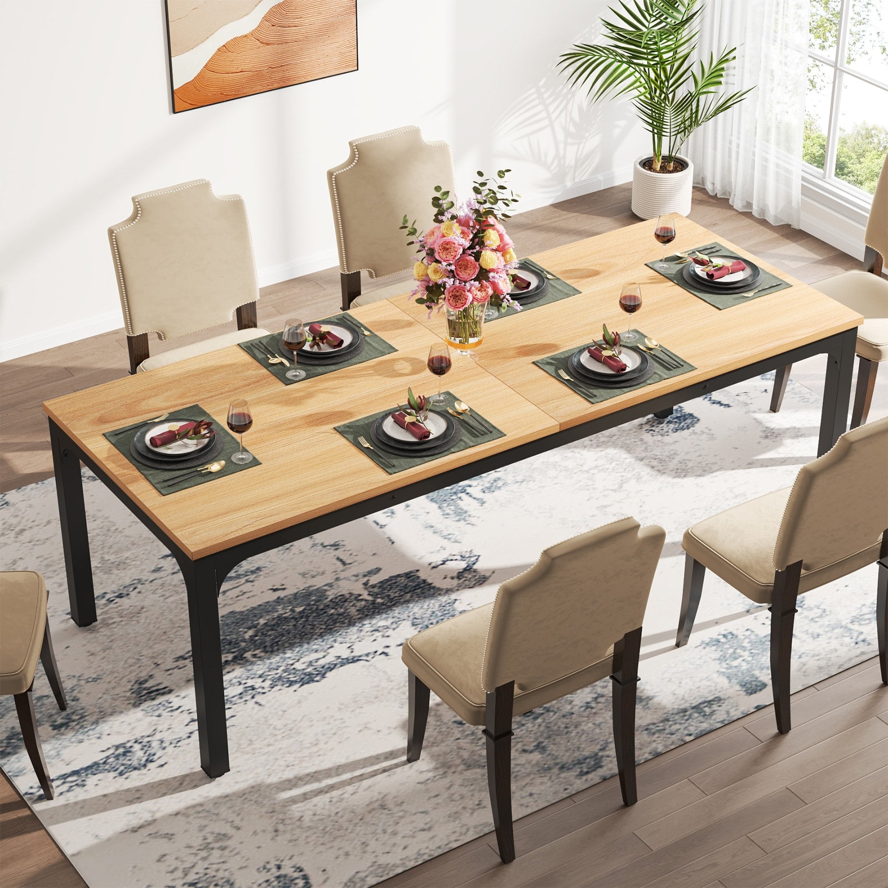 Dining Table for 6-8 Person, 78 inch Long Rectangular Kitchen Dining ...