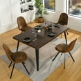 Dining Table for 6, Brown Wood Grain Tabletop Matte Flat Iron Legs ...
