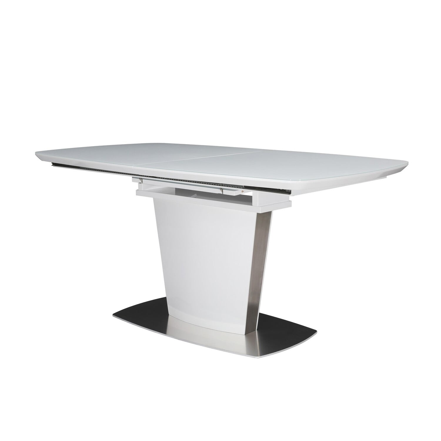 Dining Table with Glass Top and Butterfly Extendable Leaf White ...