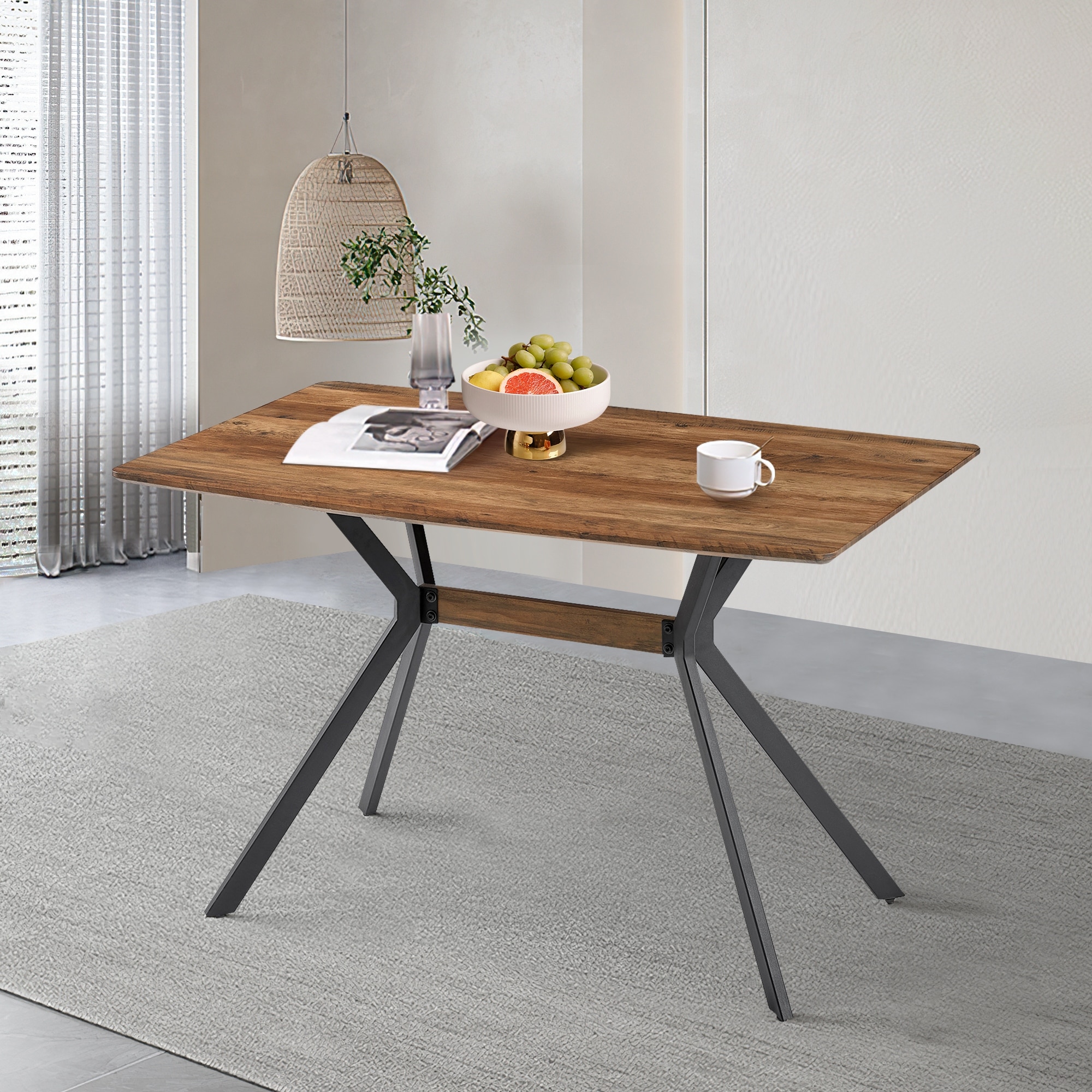 Dining Table with MDF Table Top and Heat Transfer Legs Leveling Feet ...