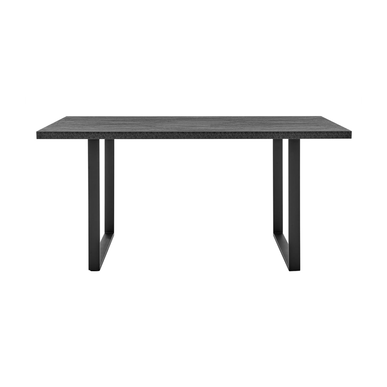 Dining Table with Wooden Top and Metal Sled Base, Gray and Black ...