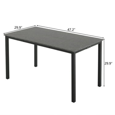 Caplan Rectangular Dining Table with Ceramic Marble Glass Top and Black ...