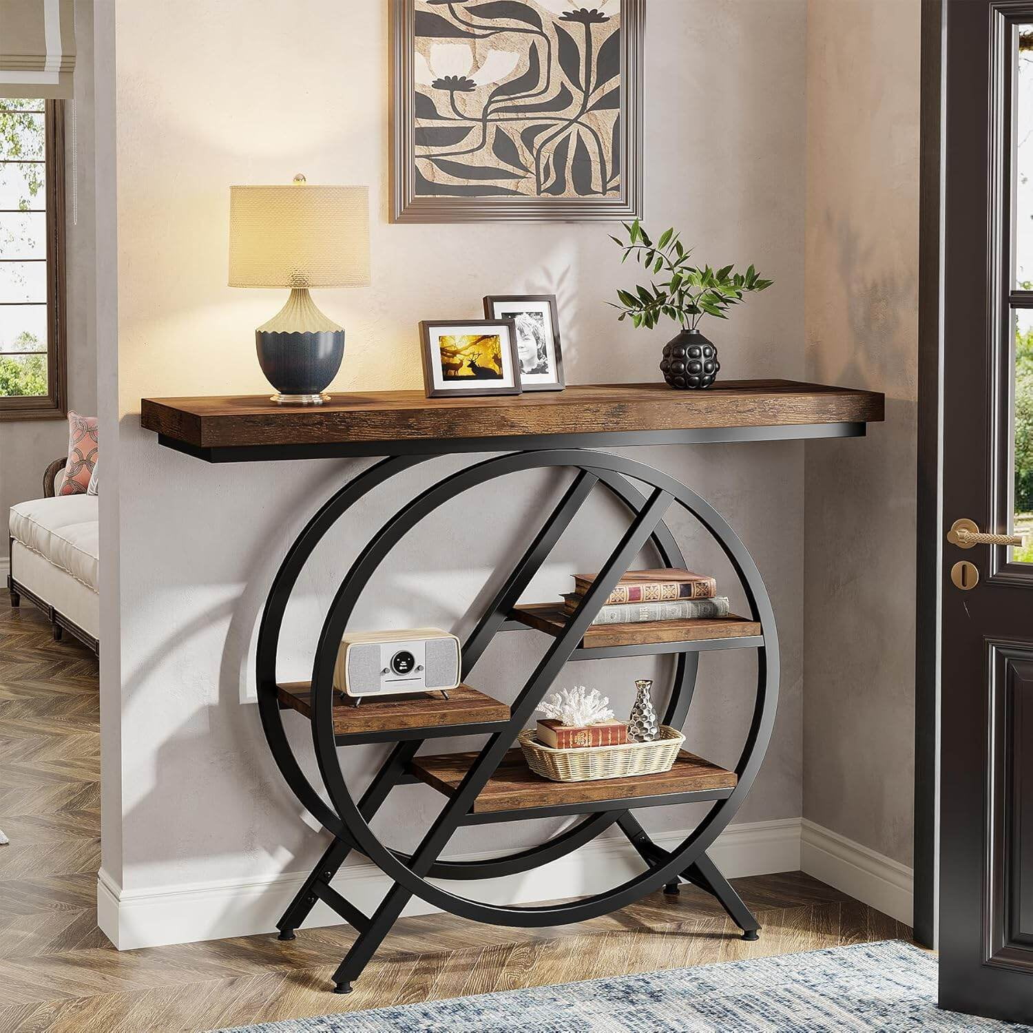 Dining Tables 39.4" Industrial 4-Tier Entryway Console Table with ...