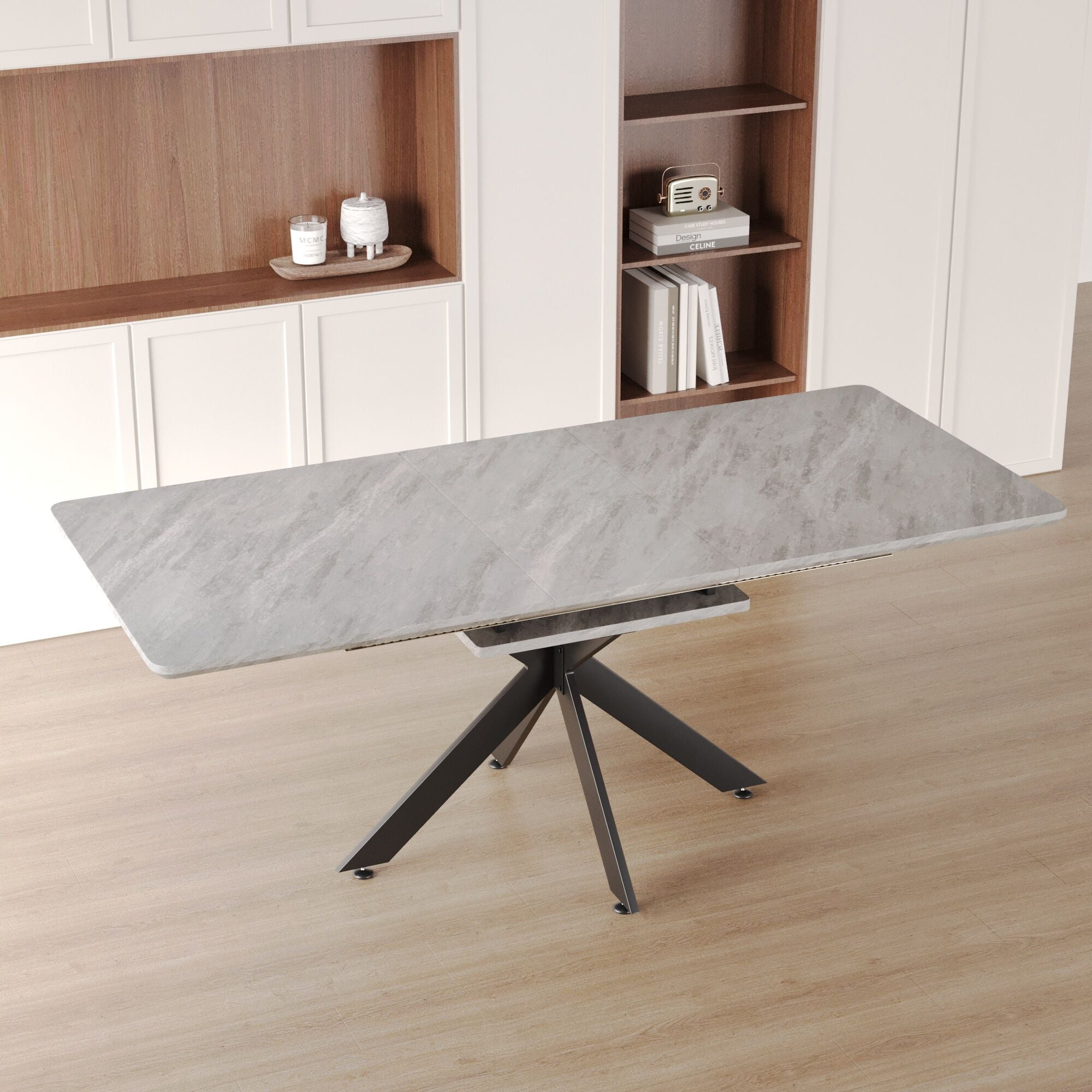 Dining Tables 62.4" Extendable 78.15"Very large Grey Dining Table ...