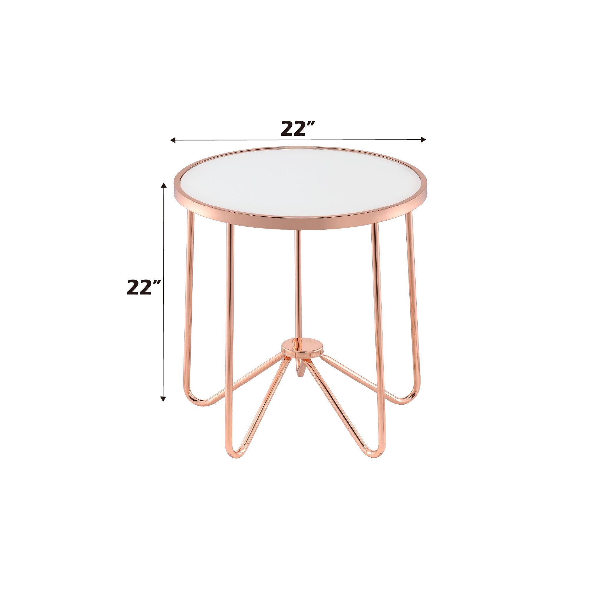 Dining Tables Alivia Frosted Glass & Rose Gold Finish End Table,Coffee ...