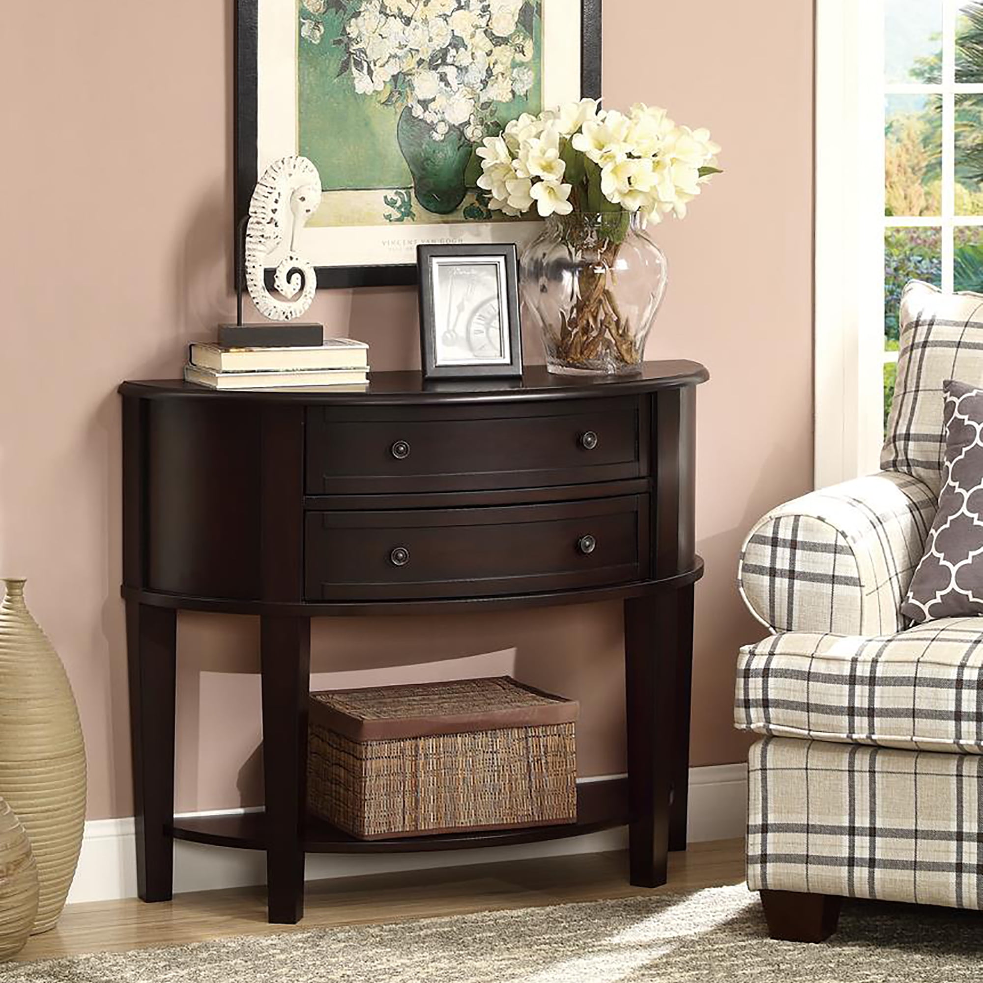 Dining Tables, Cappuccino Demilune Shape Console Table, Coffee Tables, End Tables, - Walmart.com