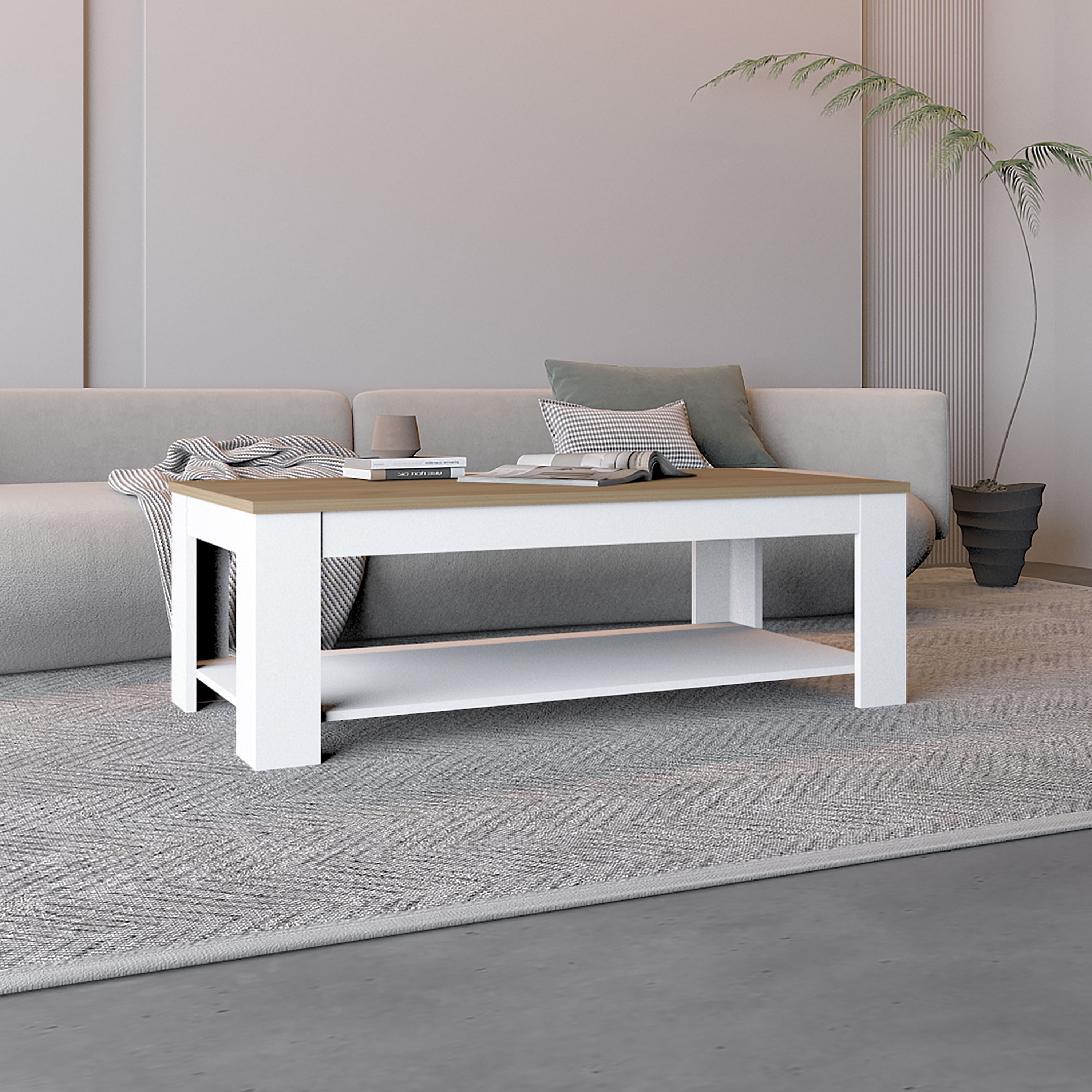 Dining Tables Cecil Coffee Table with Open Storage Shelf for Decor ...