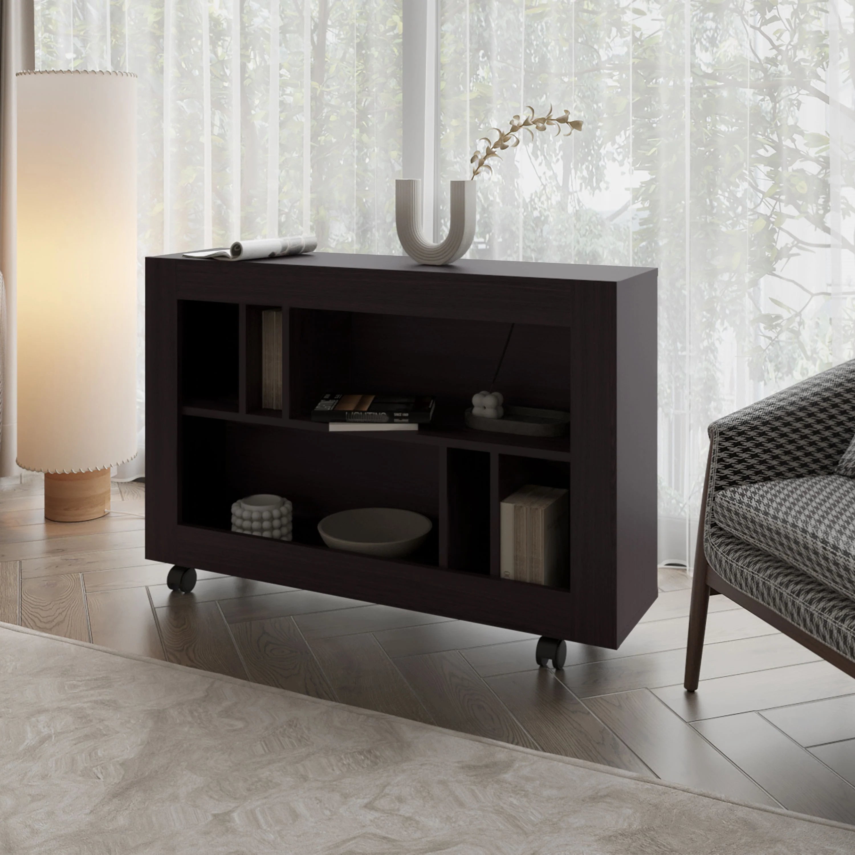 Dining Tables Wengue Console Table in Melamine with Open Storage,Coffee ...