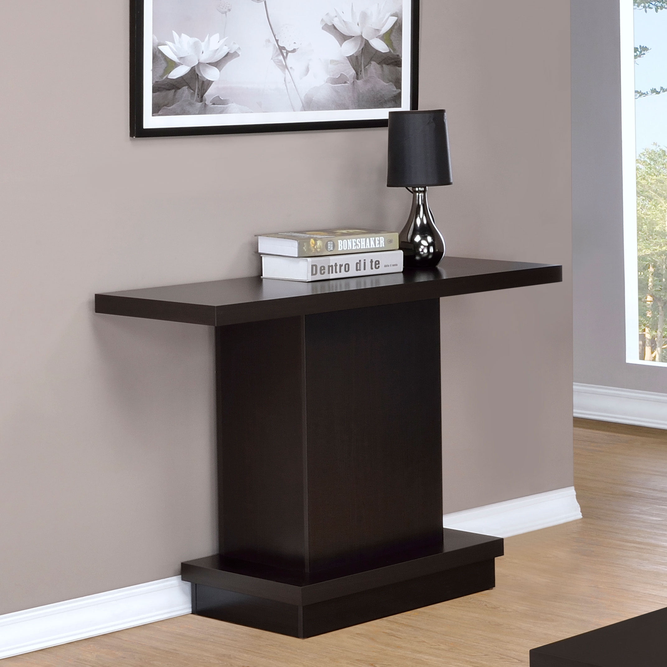 Dining Tables Fiona Cappuccino Engineered Wood Pedestal Console Table,Coffee Tables - Walmart.com