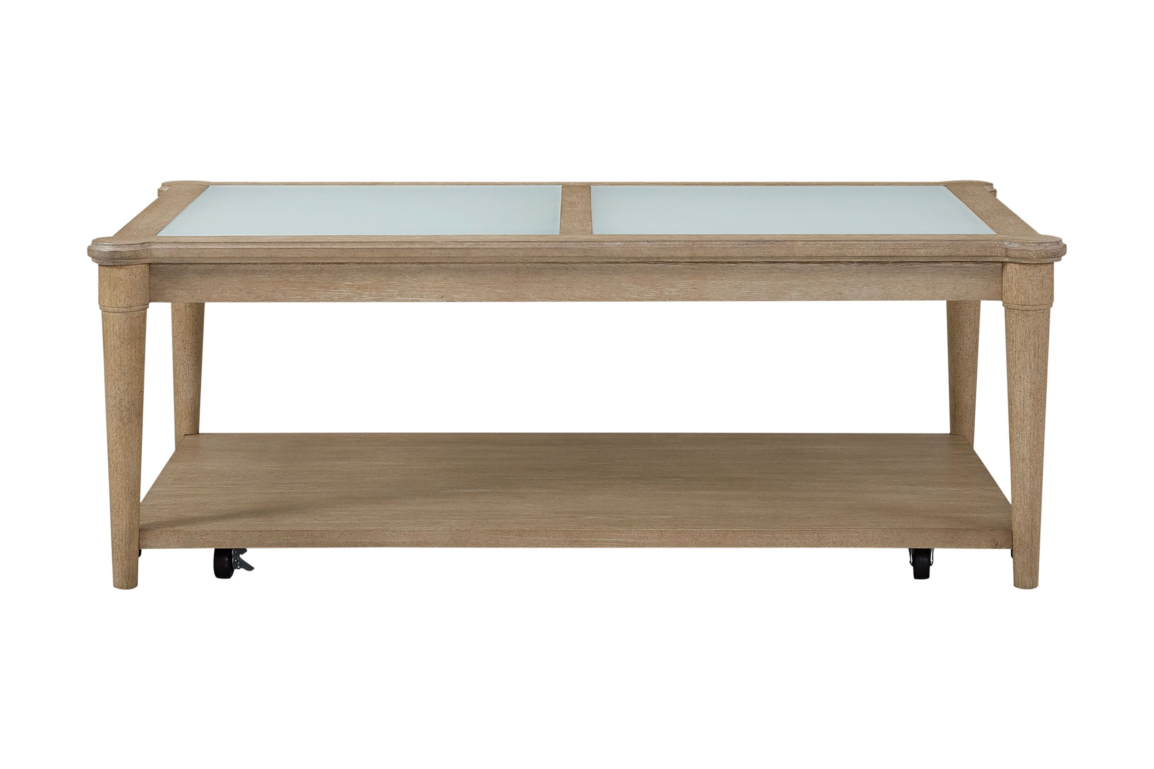 Dining Tables, Frosted Glass Top Cocktail Table With Casters, Coffee ...