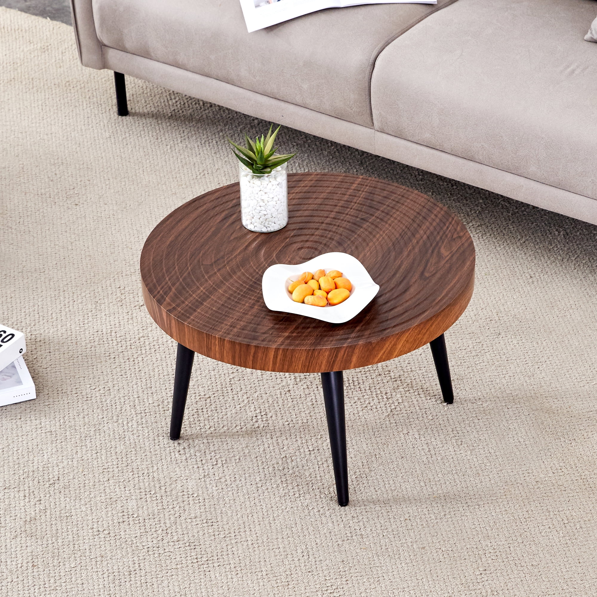 Dining Tables Modern Round Coffee Table - Annular Texture, Durable and ...