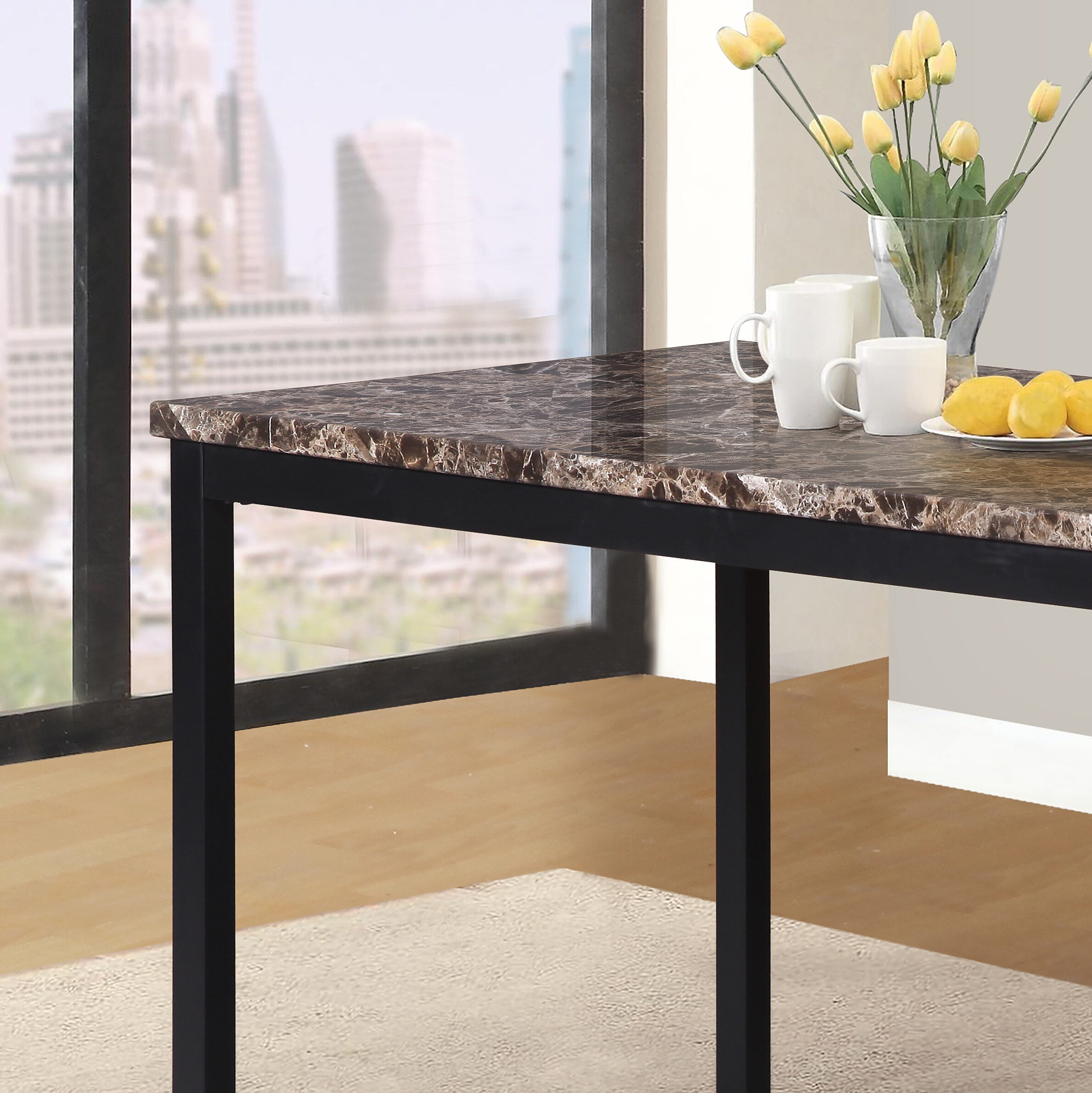 Dining Tables Noyes Metal Dining Table with Laminated Faux Marble Top ...