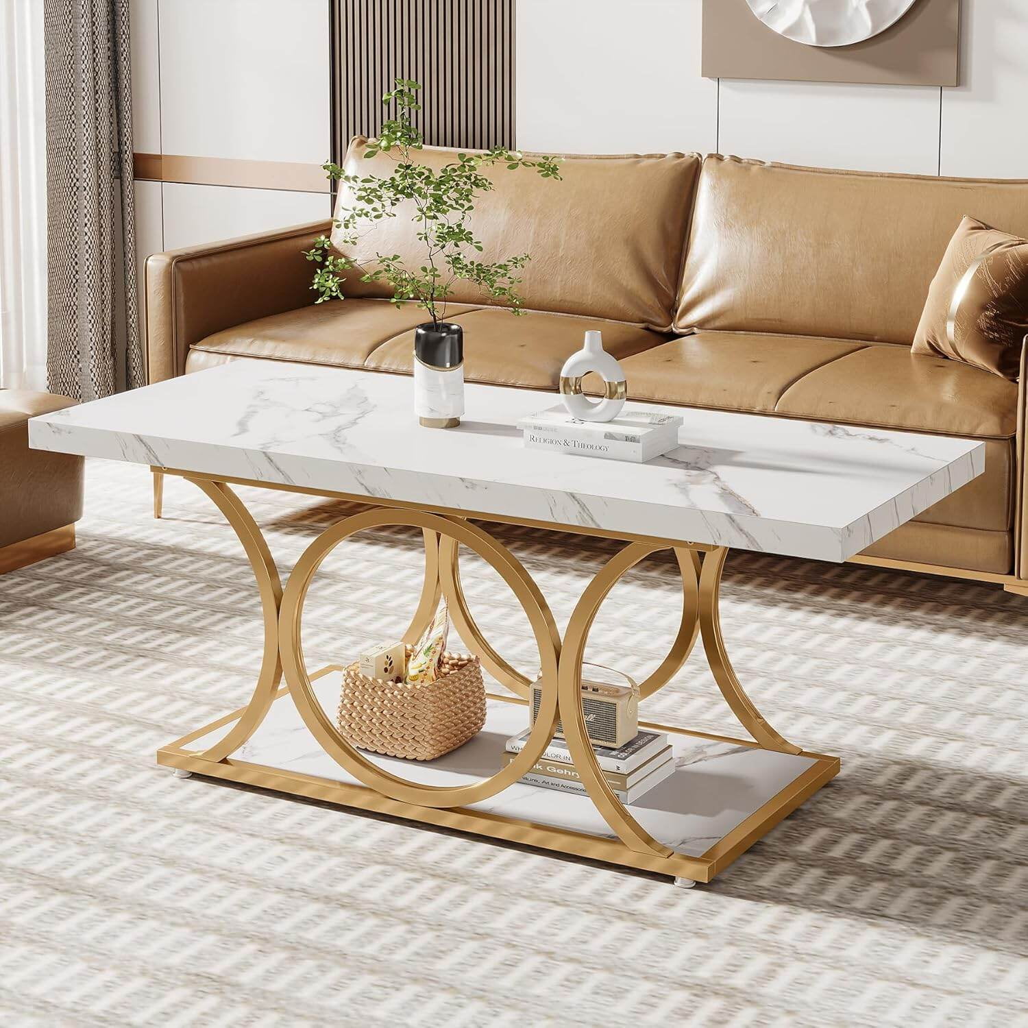 Dining Tables Rectangle Coffee Table, 47.24-inch Modern Coffee Tables ...