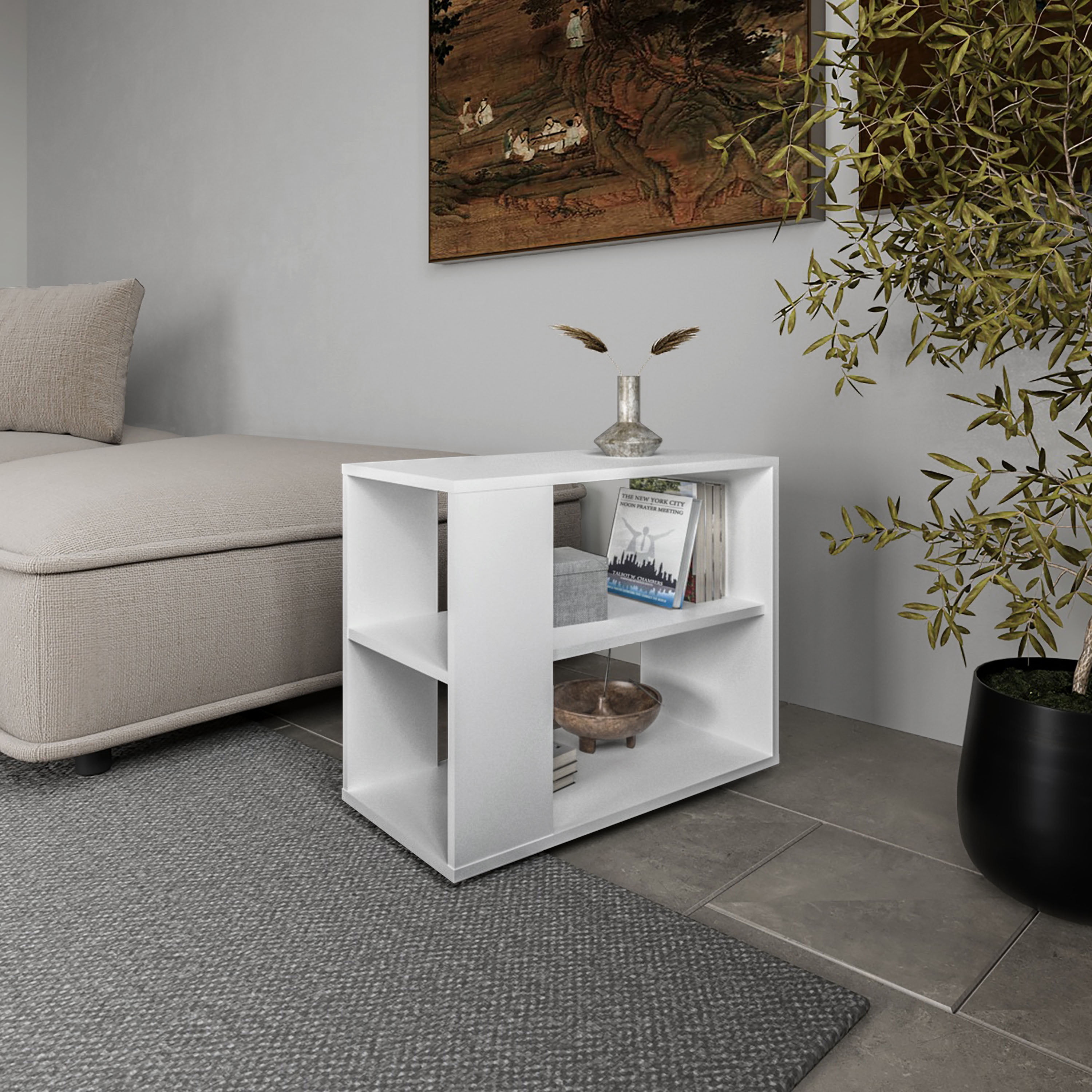 Dining Tables Rio Verde Side Table in Melamine with Open Storage, White ...