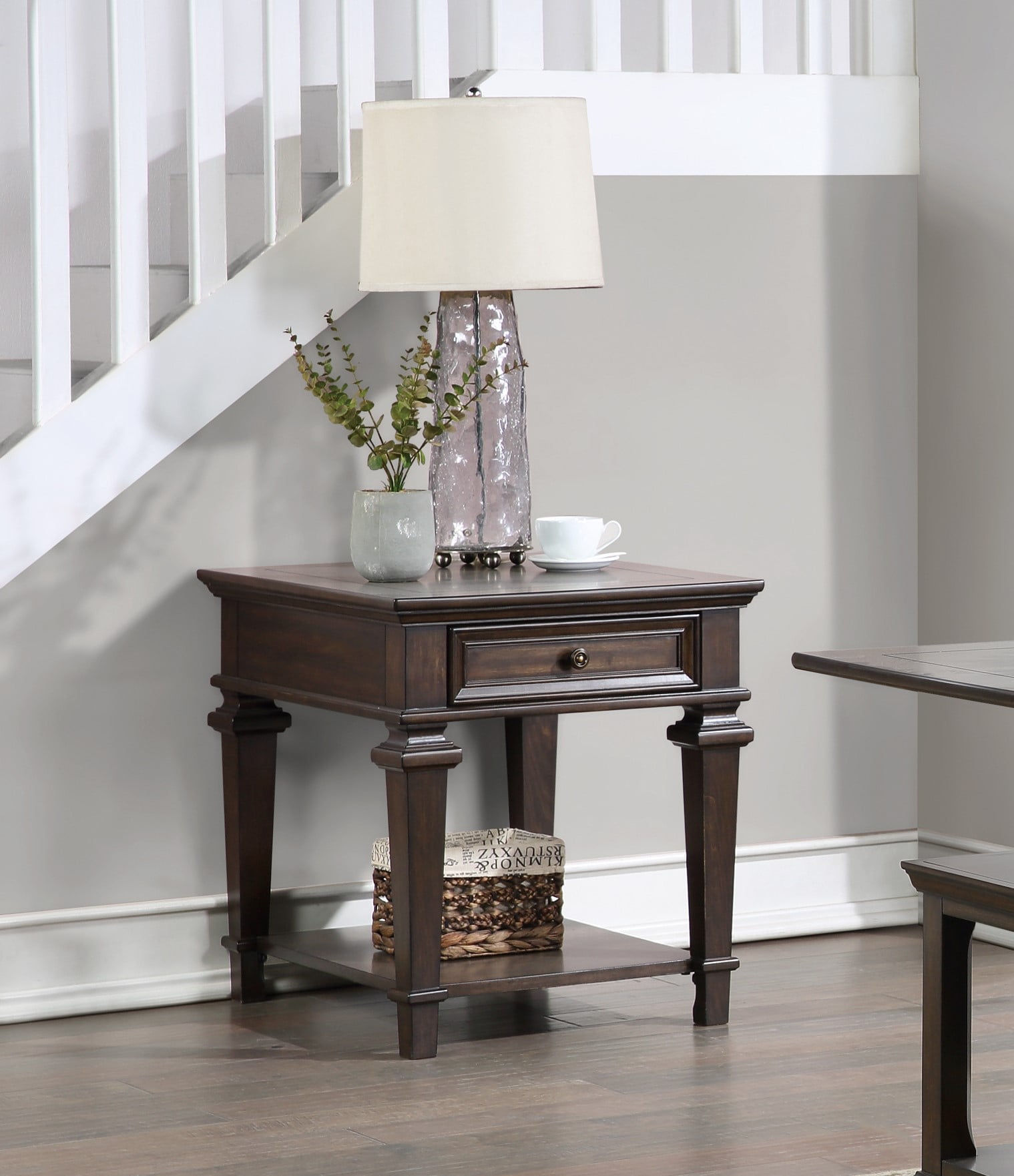 Dining Tables Traditional Design End Table with Storage Drawer Espresso ...