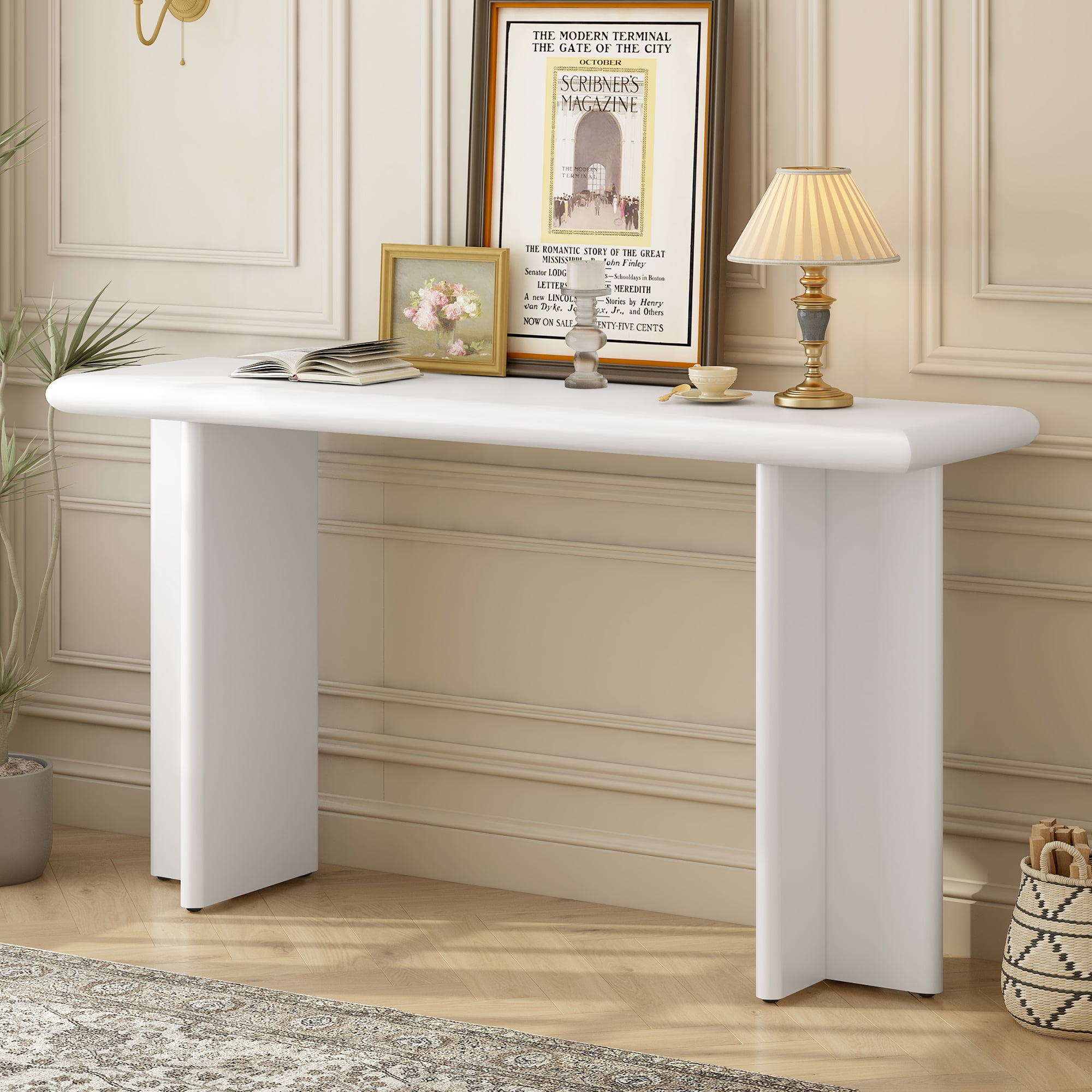 Dining Tables U_STYLE Modern Entryway Table with L-Shaped Legs,Suitable ...