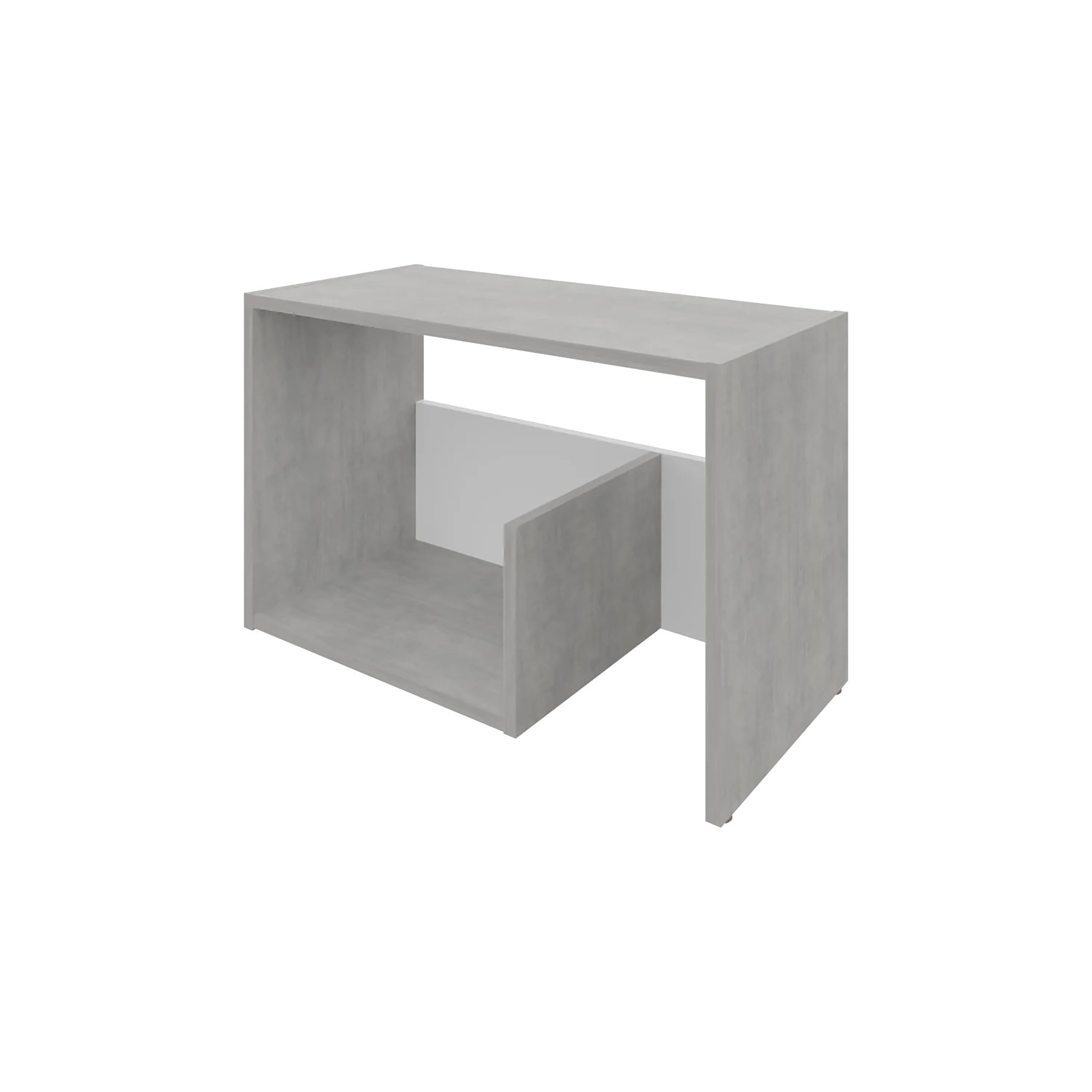 Dining Tables White and Concrete Side Table in Melamine with Open ...