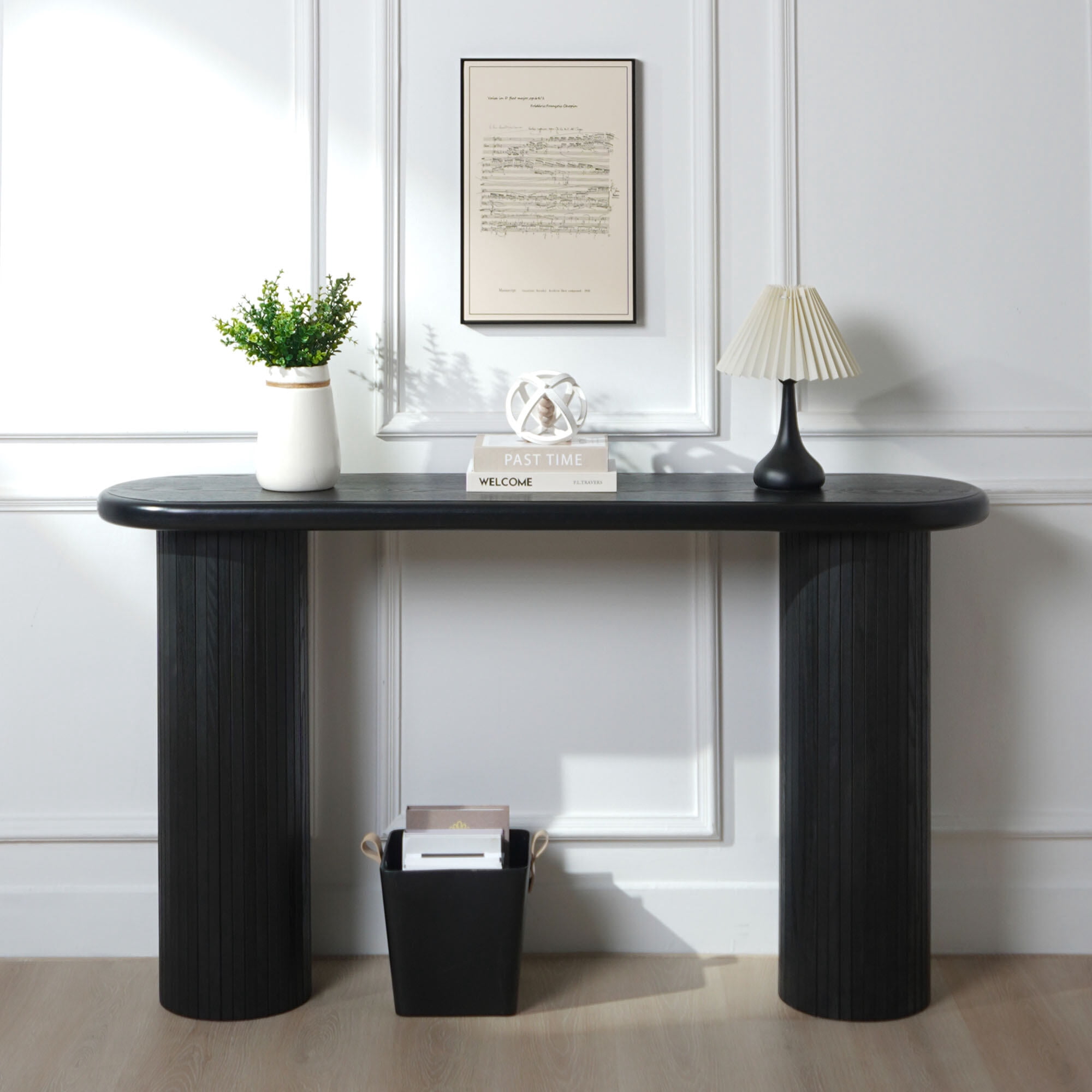 Dining Tables Wood Console Table, Modern Black Console Table, 56