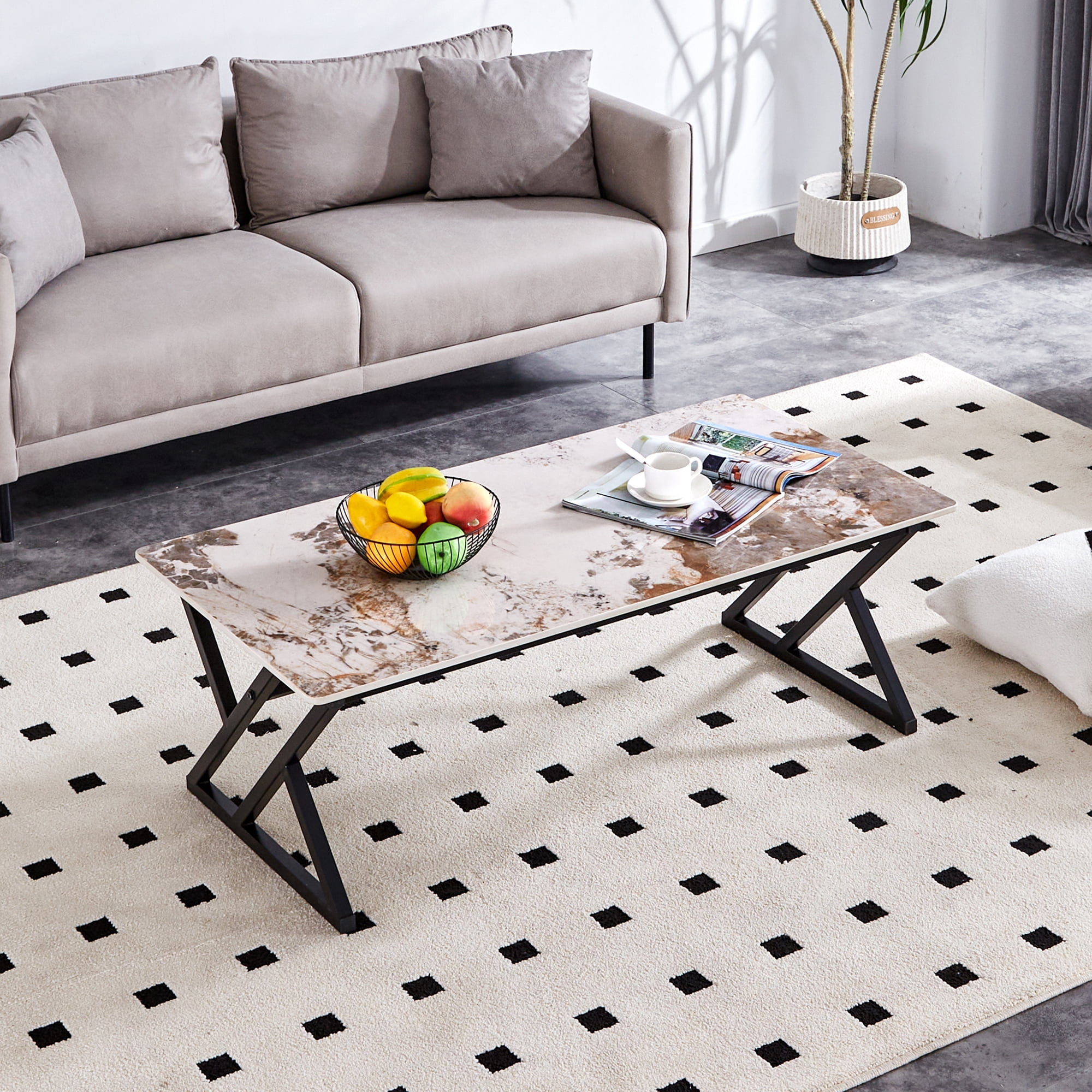 Dining Tables A coffee table is made of rock slab material, with a ...