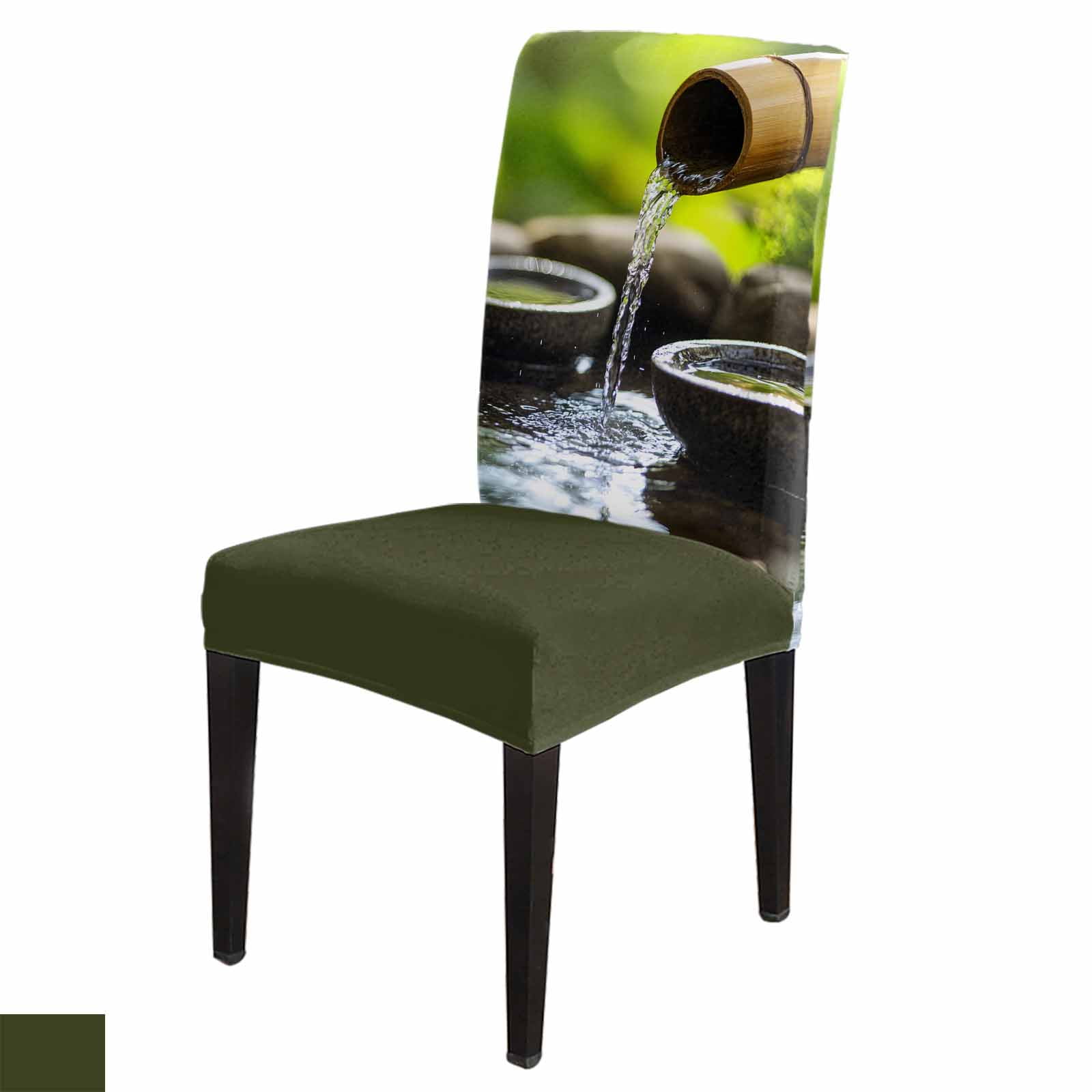 Dining Chair Covers Set of 8 Modern Country Flowing Water Stone Forest ...