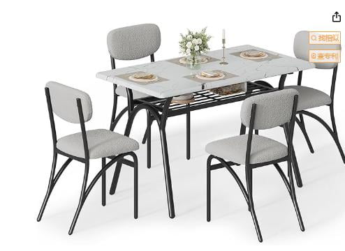 Dining table and chairs set, elegant dining table set for 4, modern ...