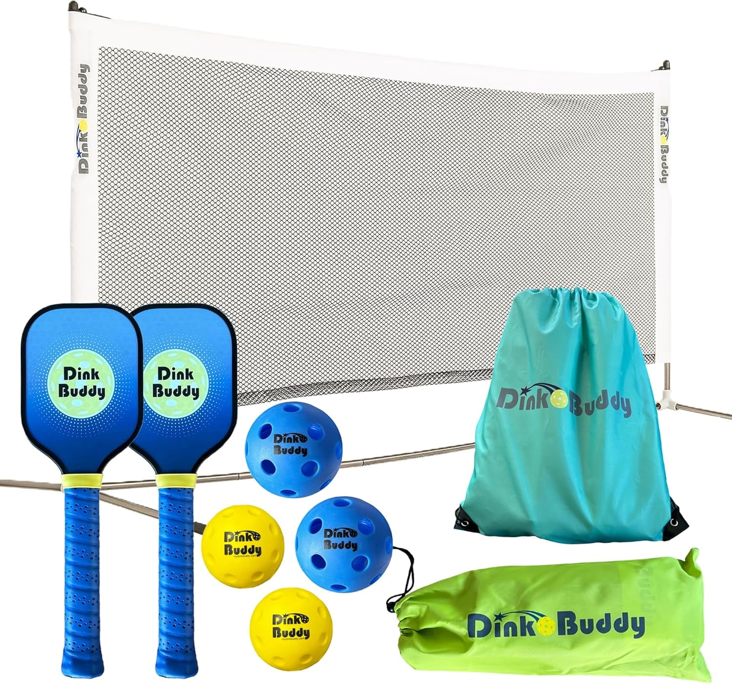 Dink Buddy - 3-in-1 Pickleball Trainer Set: 1 Mini 6’ Wide Pickleball ...