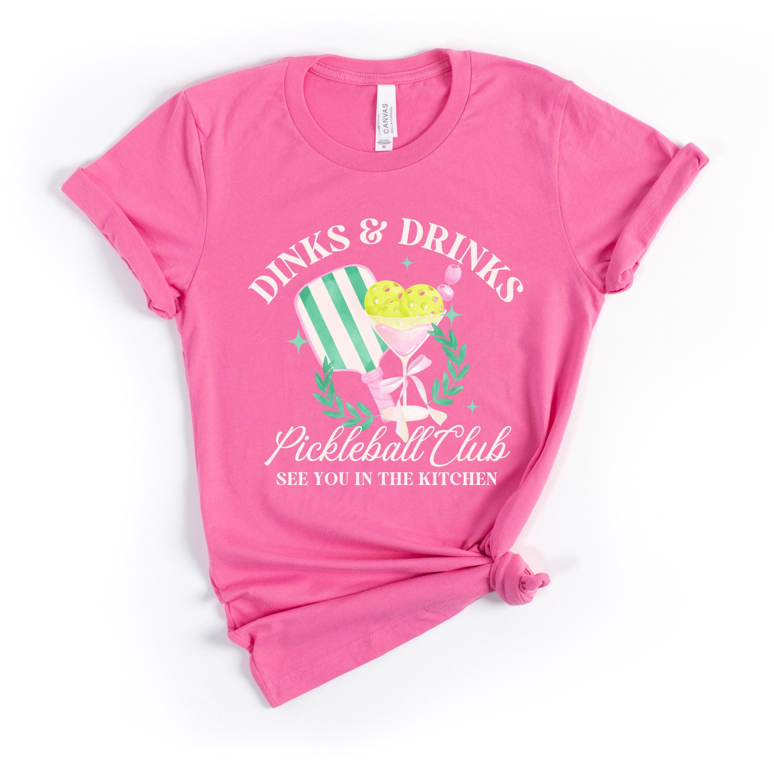 Dinks and Drinks Pickleball Shirt, Womens Preppy Pickleball Club Tee ...