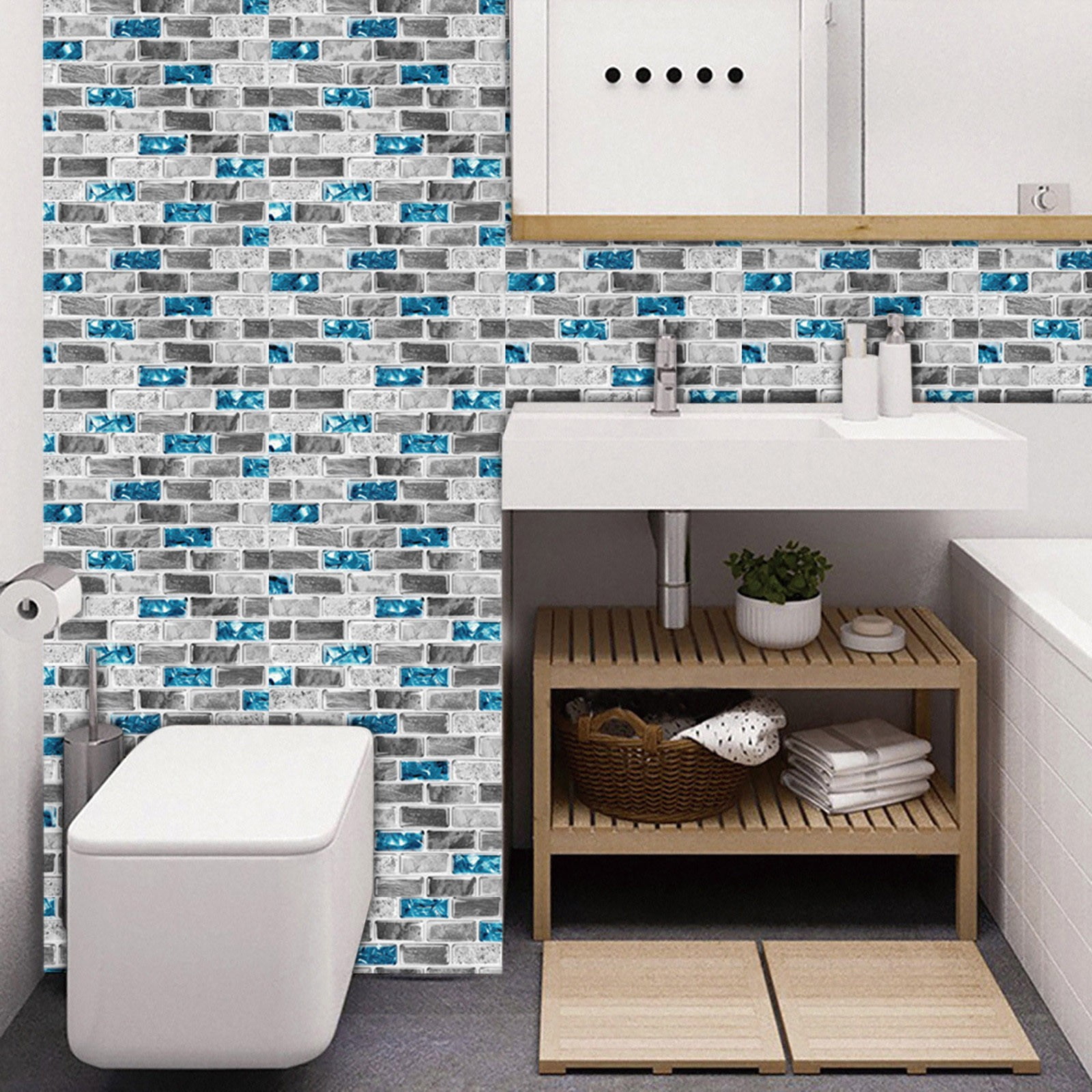 Dinmmgg 10Pc Peel and Stick Ceramic Tile Paste 3D Lattice Ceramic Tile ...