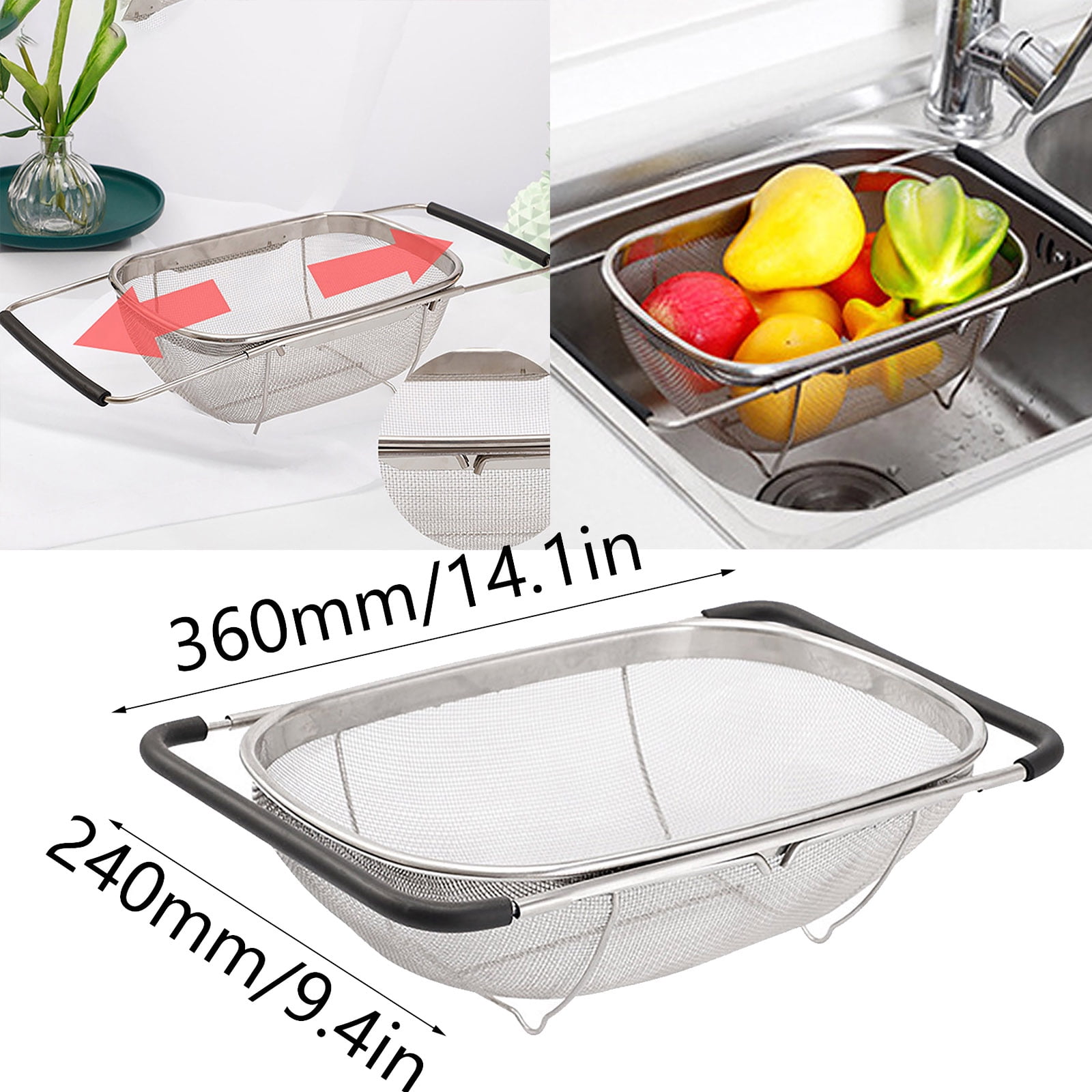 Dinmmgg Fine Mesh Strainers Stainless Steel Adjustable Armrest ...