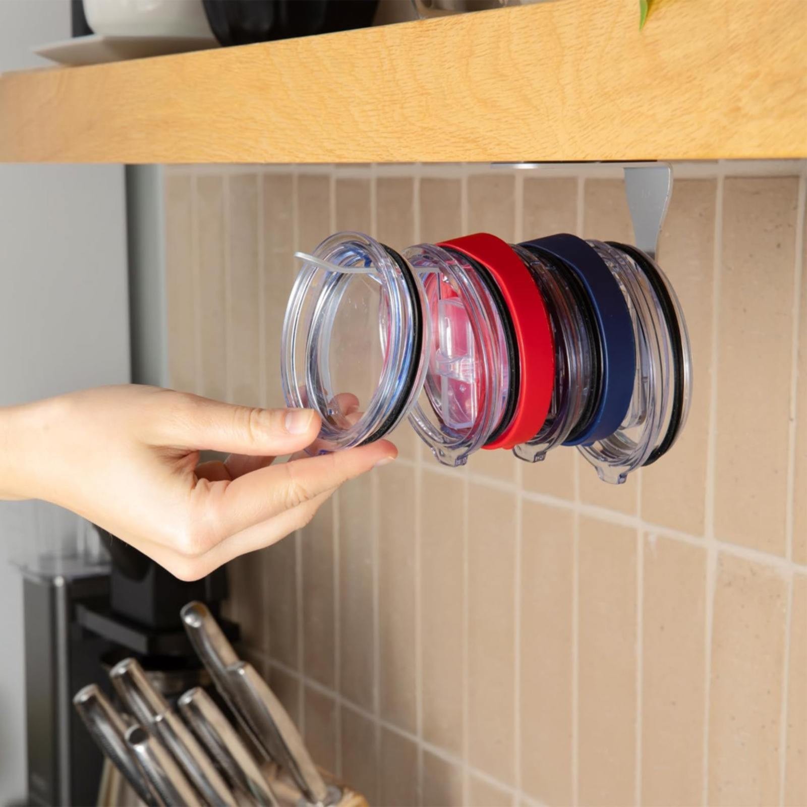 Dinmmgg Tumbler Lid Organizer Horizontal Self Adhesive Under Cabinet ...
