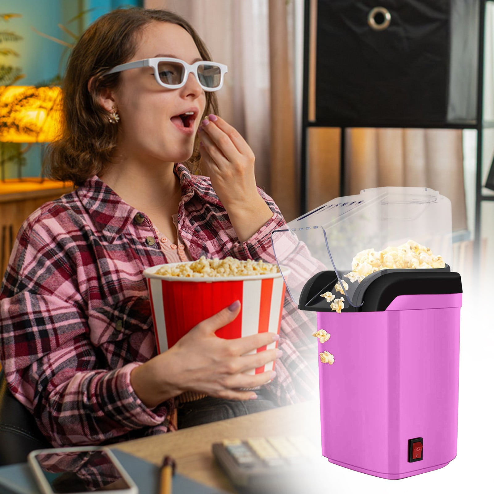 Dinmmgg Mini Popcorn Machine For Home Electric Small Hot Air Popcorn No ...