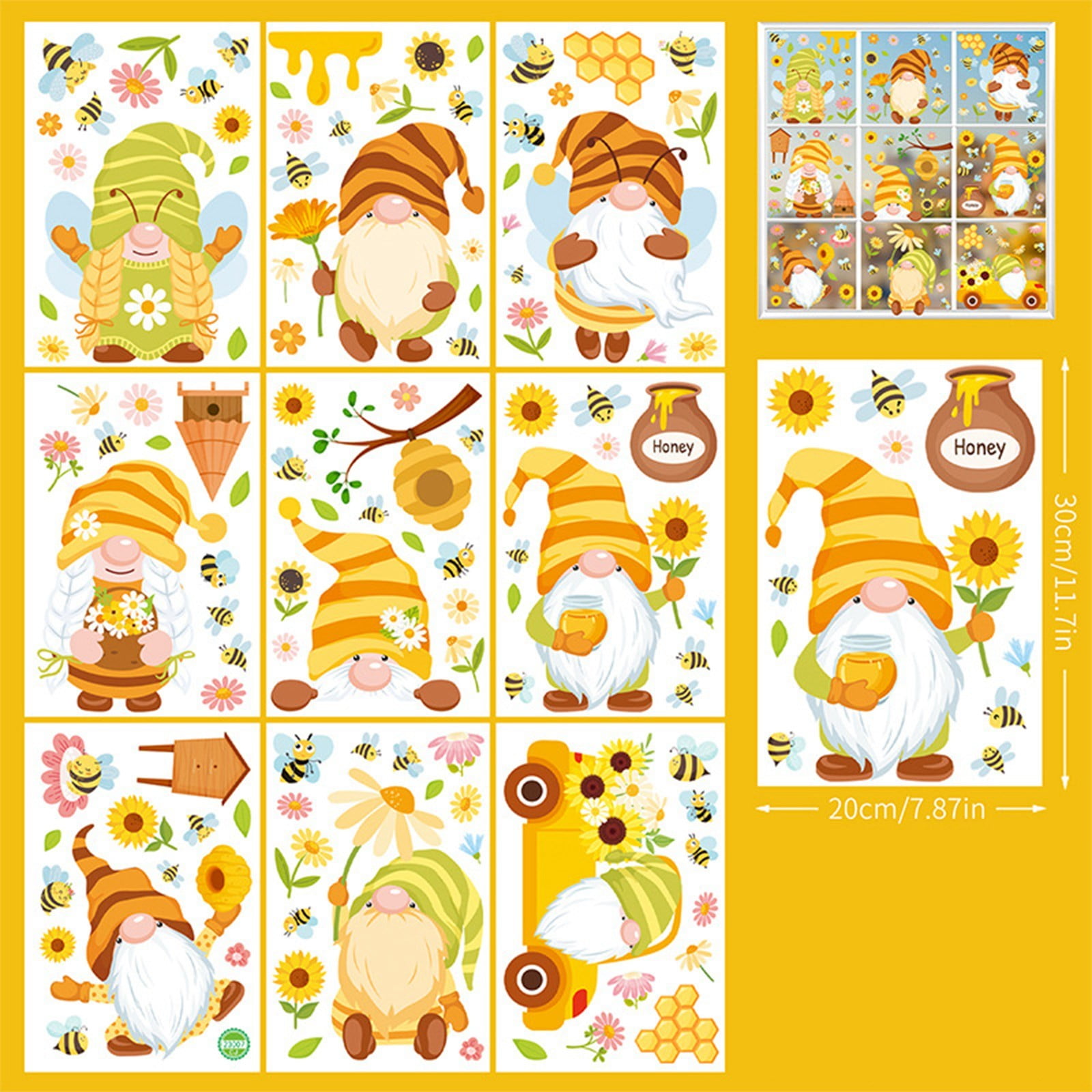 Dinmmgg Spring Bee Festival Window Stickers Creative Dwarf Window Glass ...