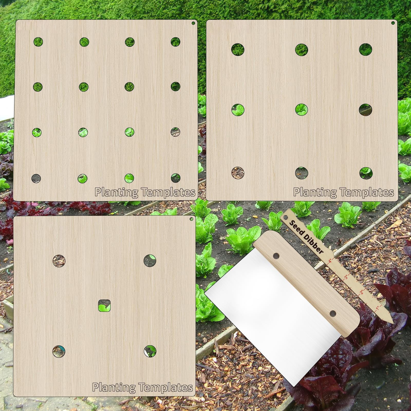 Dinmmgg Wooden Kit Square Foot Gardening Tools Seed Templates Gifts For ...