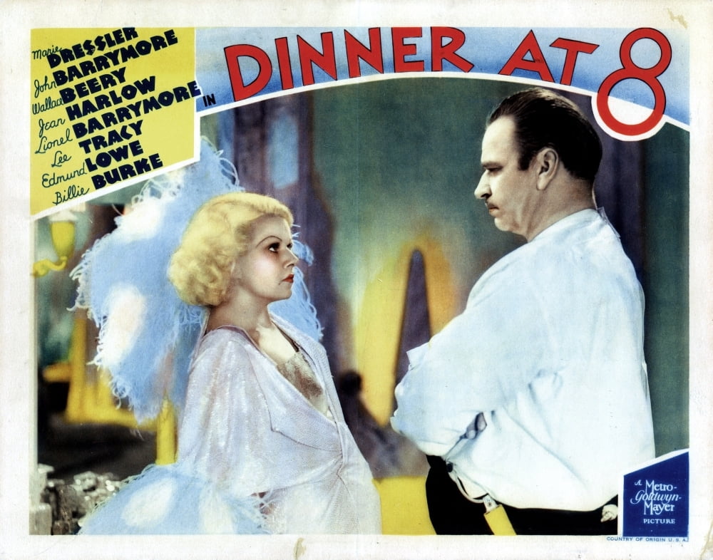 Dinner At Eight From Left Jean Harlow Wallace Beery 1933 Movie Poster ...