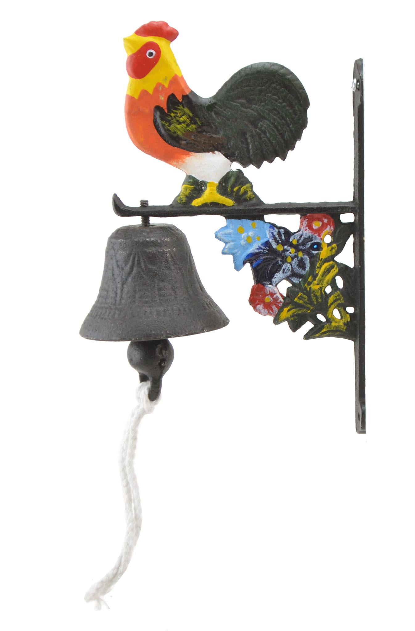 Dinner Bell Colorful Rooster & Flowers Heavy Duty Cast Iron by Flag ...