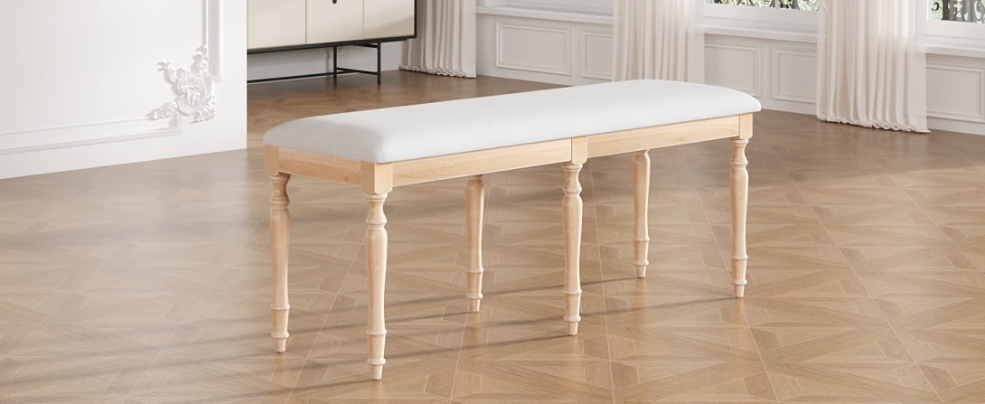 Dinner Chairs, 50.4 Inch Dining Bench with 6 Solid Wood Legs ...