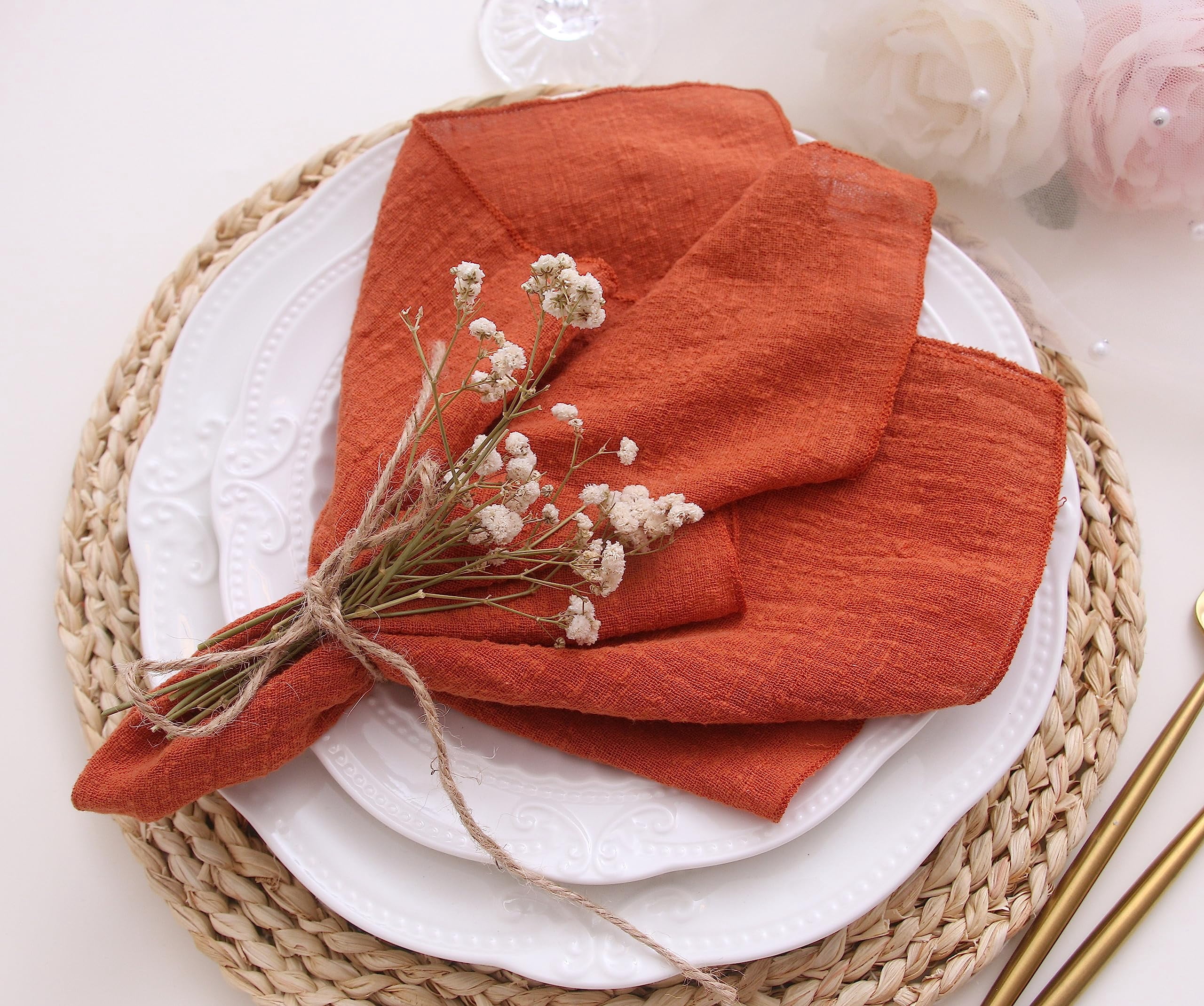 Dinner Cloth Napkins Set of 10,Natural Soft Cotton,Washable Gauze ...