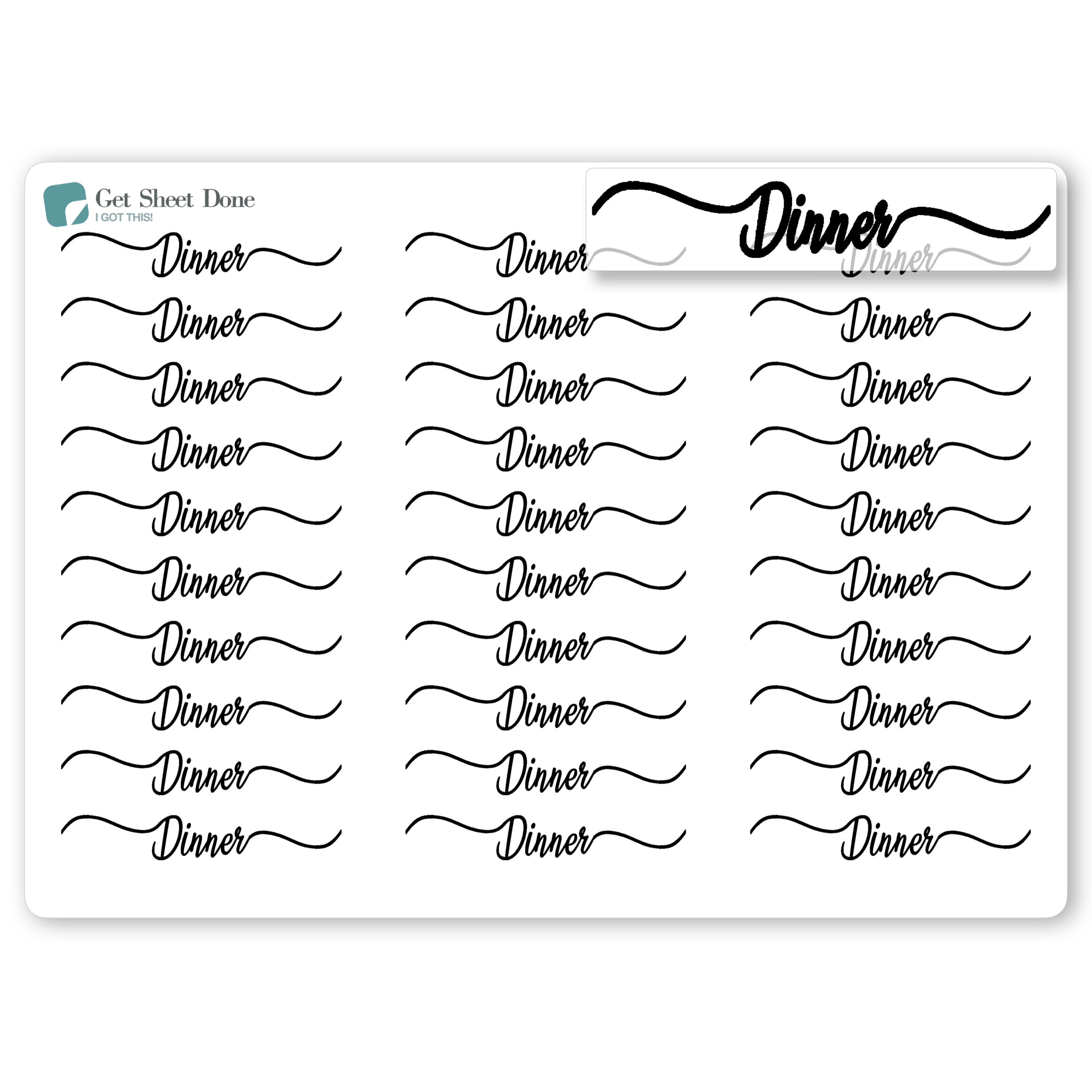 Dinner Foiled Script Planner Stickers / Appointments Reminder Stickers ...
